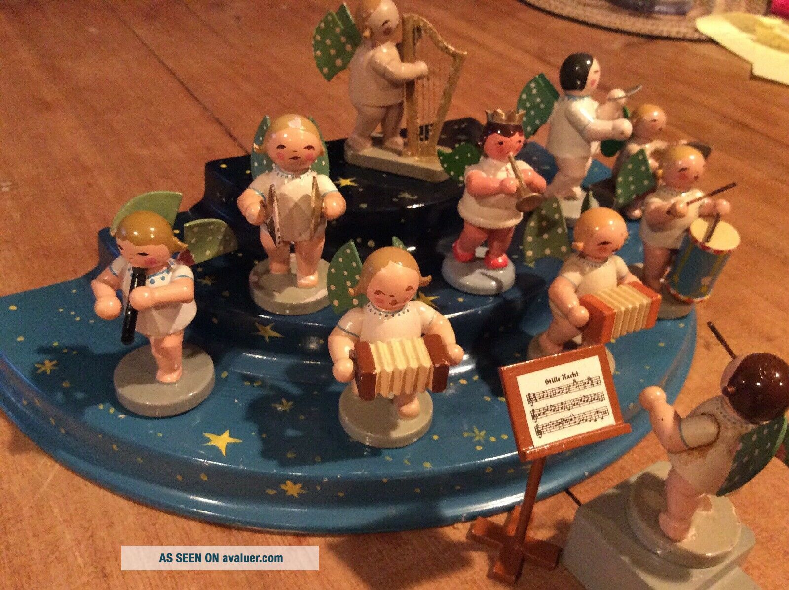 10 Vintage East German Erzgebirge Wood Christmas Angel Musicians | #946084