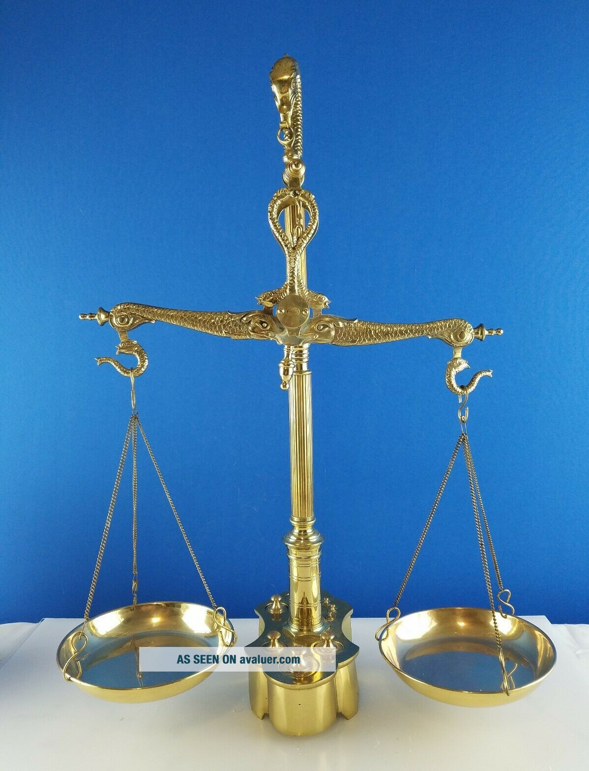 Vtg Brass Nautical Decorative Scale Balance Figural Dauphins Candearte ...
