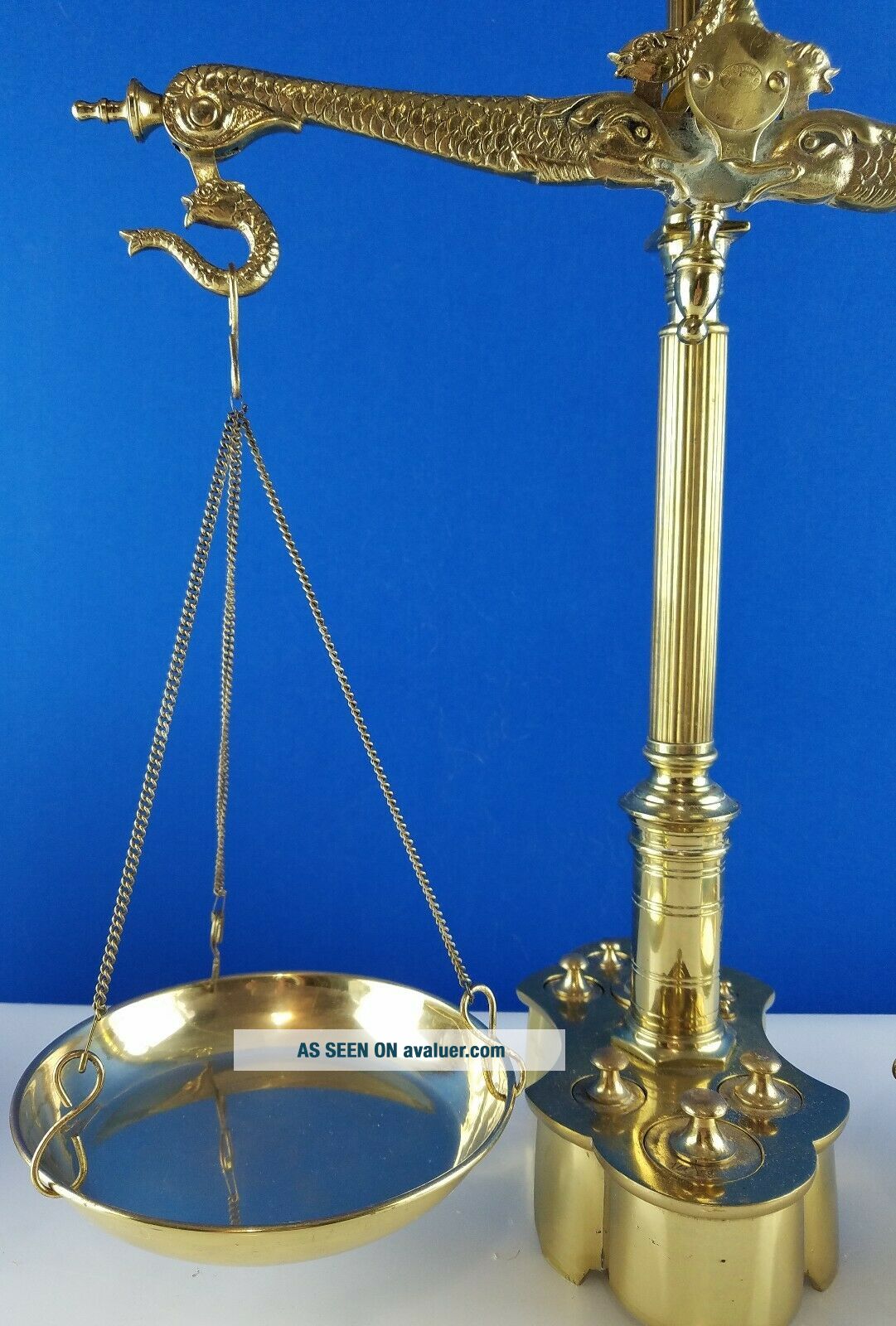 Vtg Brass Nautical Decorative Scale Balance Figural Dauphins Candearte ...