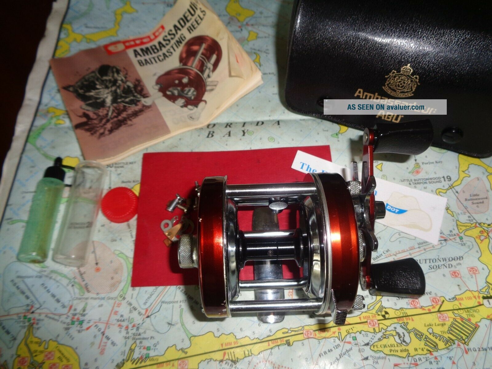 VINTAGE ABU AMBASSADEUR 5500 BROWN BAITCASTING REEL W/ PAPERWORK, PARTS ...