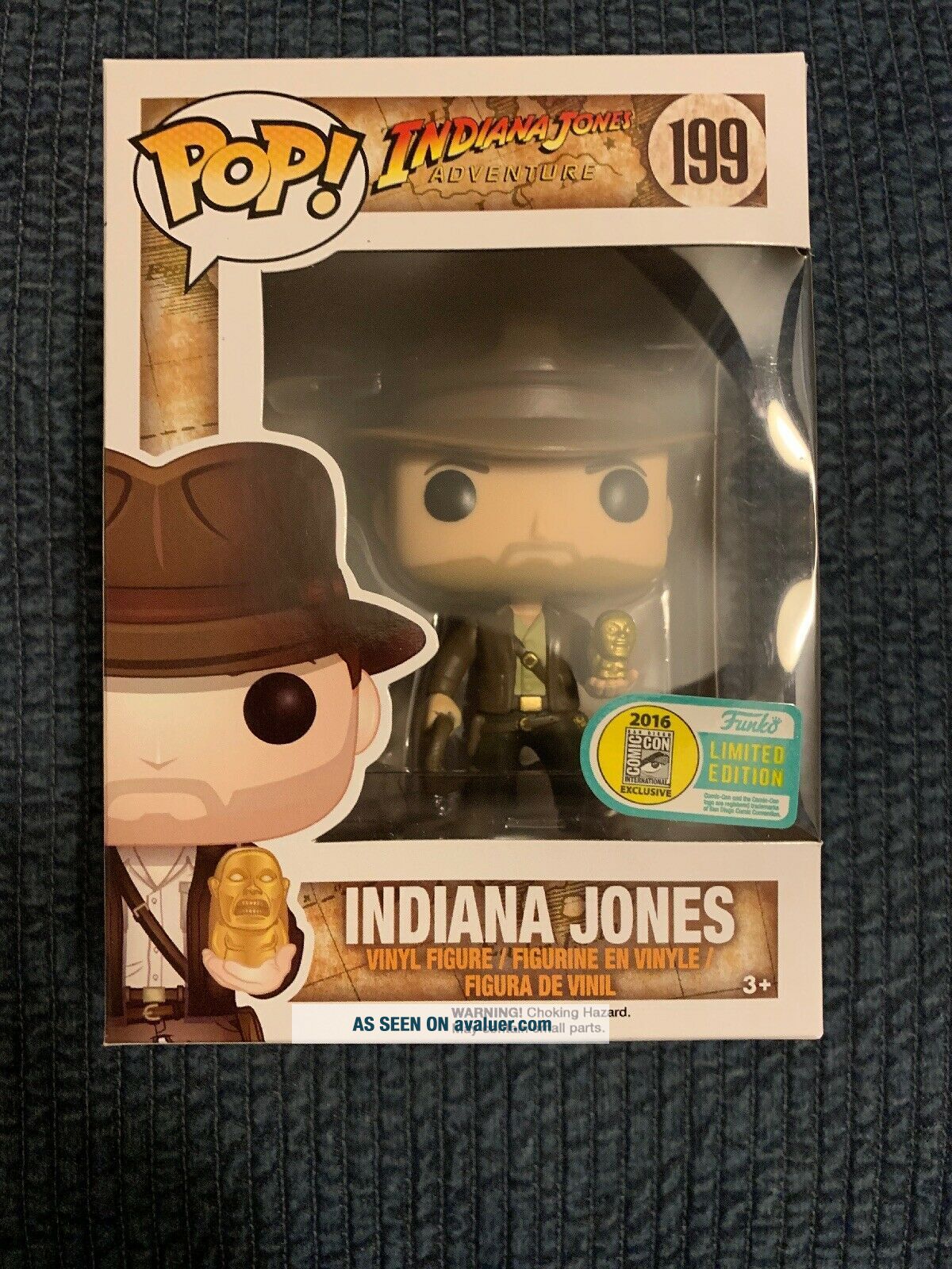 Funko Pop Indiana Jones With Idol 199 2016 SDCC LIMITED EDITION Rare ...