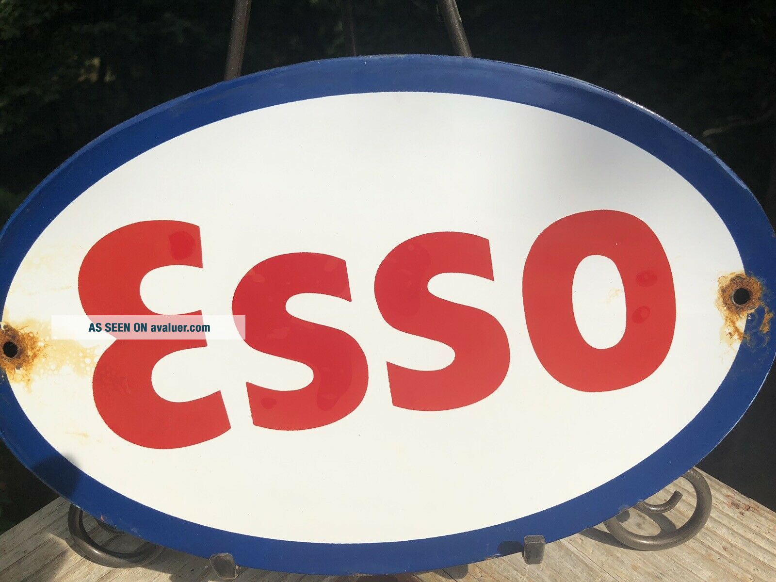 VINTAGE ESSO OVAL GASOLINE PORCELAIN SIGN GAS SERVICE STATION PUMP ...