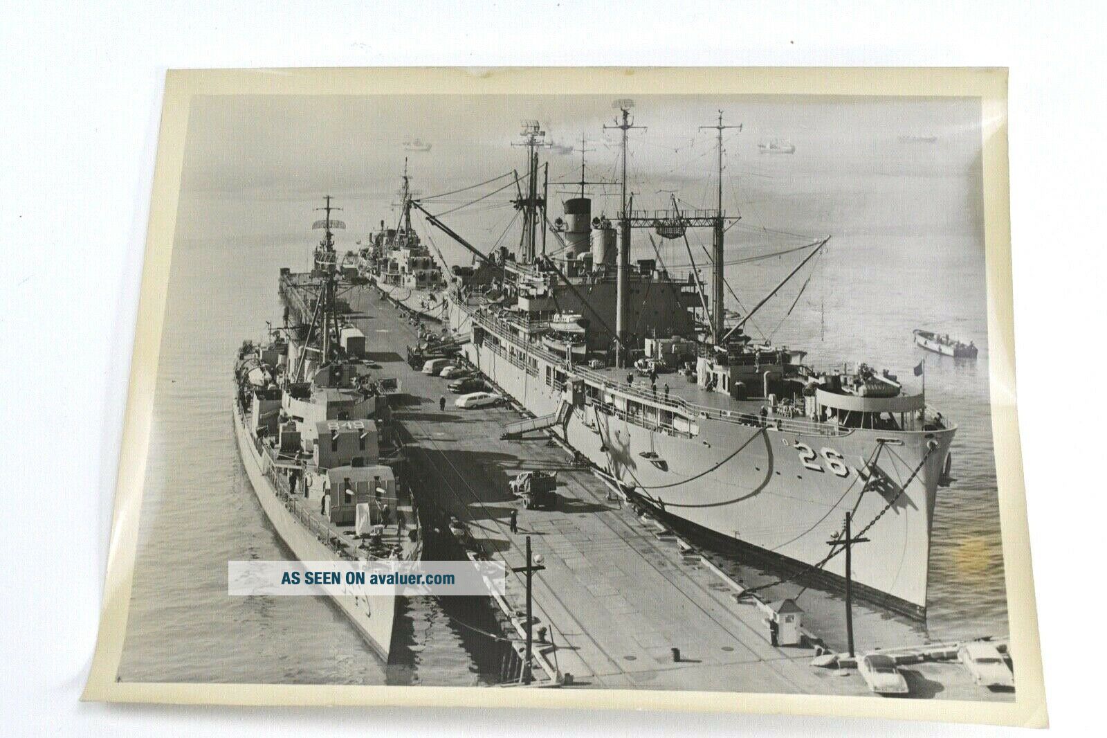 WWII Vintage Photograph US Navy Battleship At Dock 8 " X 10 " | #1001408