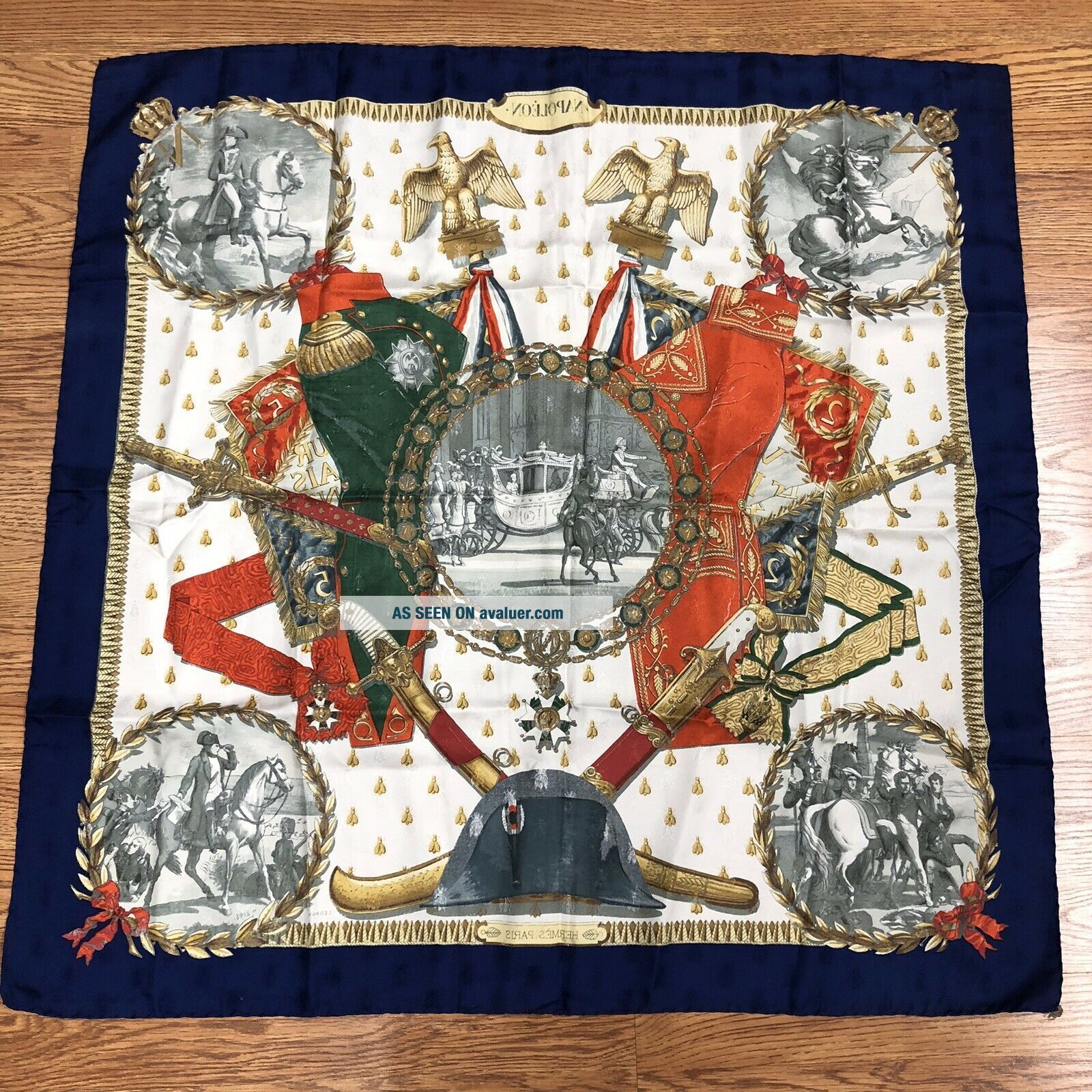 AUTHENTIC HERMES PARIS ICONIC NAPOLEON JACQUARD SILK SCARF VINTAGE 90 ...