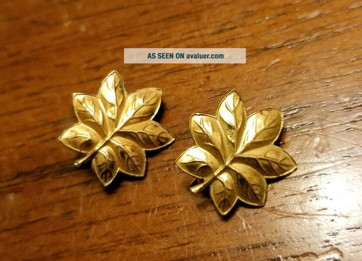 WW2 US Navy Marine Corps Mini MAJOR INSIGNIA COLLAR PINS Oak Leaves H&H ...
