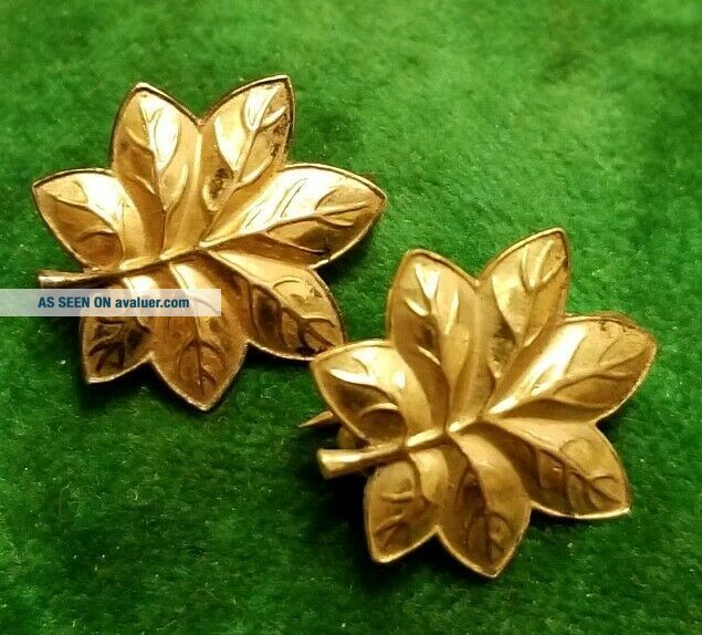 WW2 US Navy Marine Corps Mini MAJOR INSIGNIA COLLAR PINS Oak Leaves H&H ...