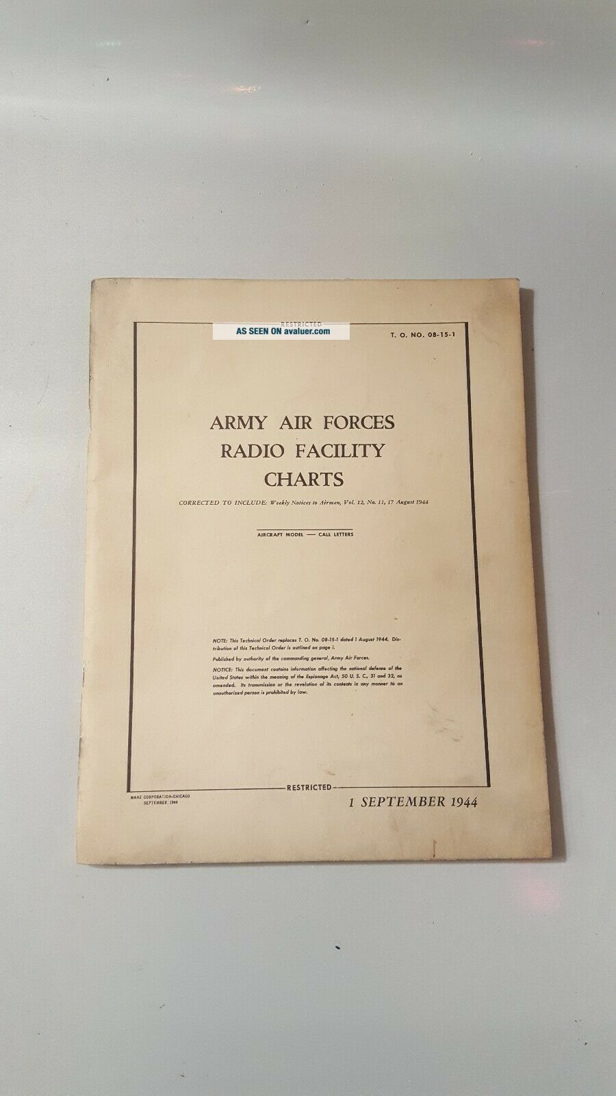 Technical Orders USAF Army Air Forces Radio Facility Charts 1944 ...