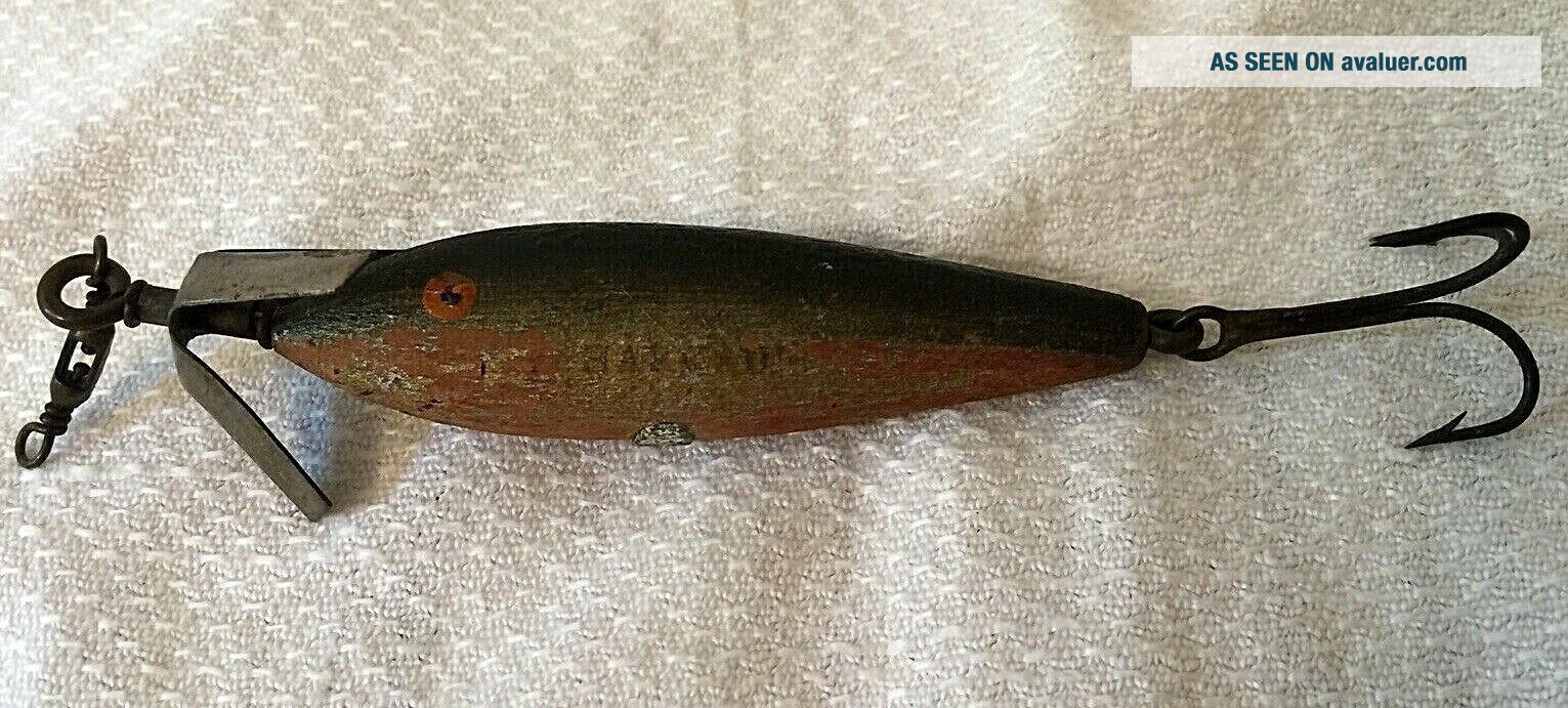 Early Signed HARKAUF MINNOW Wood Lure Square - End 3 Blade Propeller HC ...
