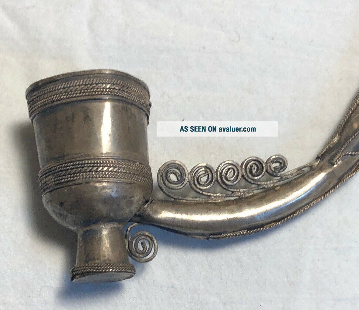 Vintage Antique Chinese Silver Smoking Pipe Detailed | #1050928