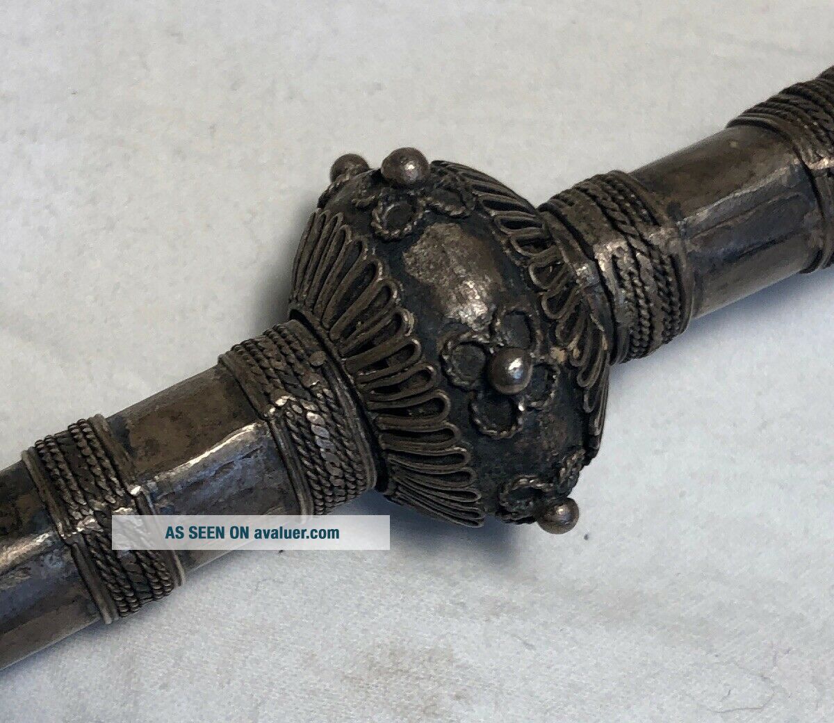 Vintage Antique Chinese Silver Smoking Pipe Detailed | #1050928