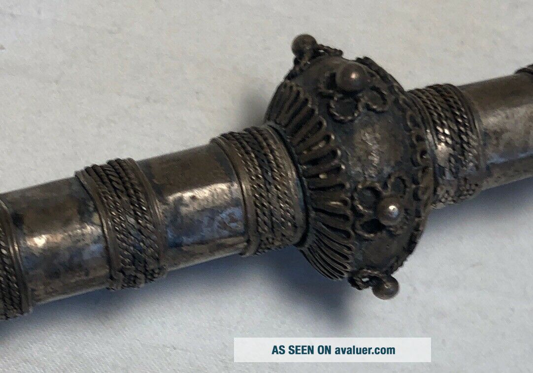 Vintage Antique Chinese Silver Smoking Pipe Detailed | #1050928