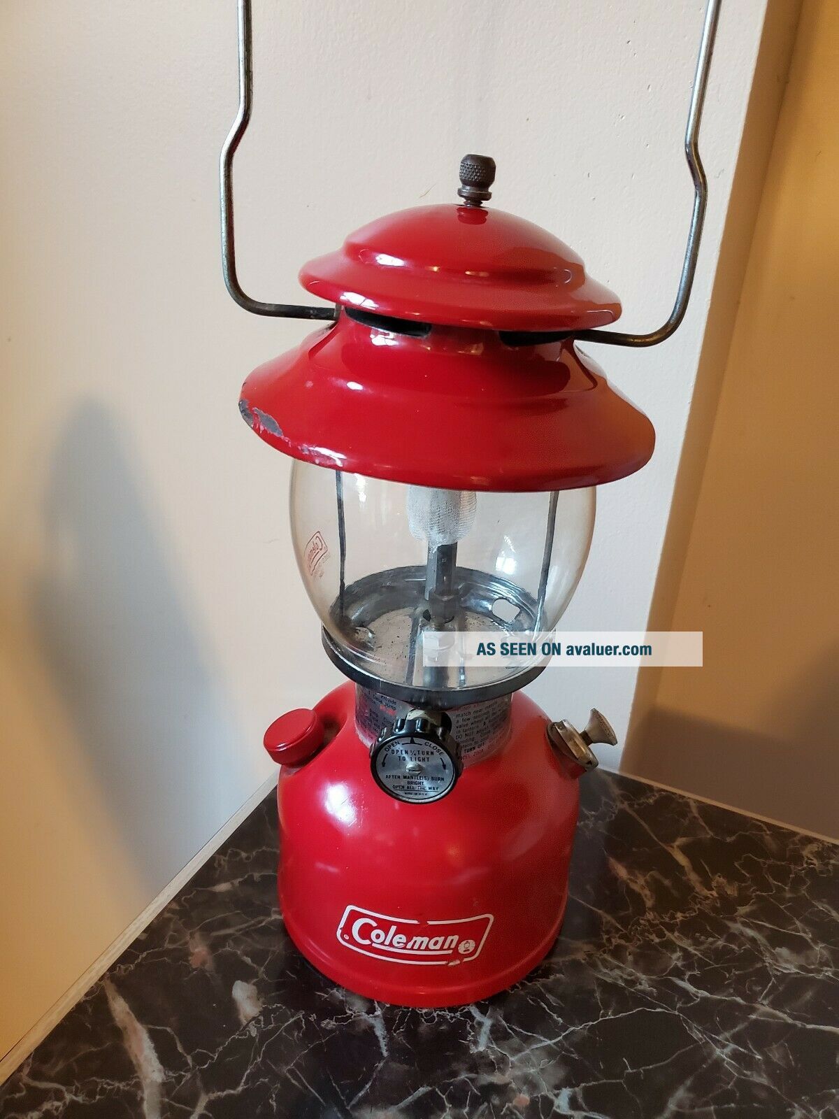 Vintage Coleman RED Single Mantle LANTERN Model 200A Pyrex Glass Globe ...