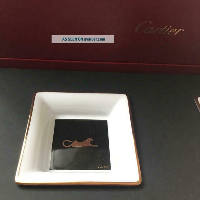 Cartier Porcelain Tray Plate Panther Animal 2 Set Ornament Auth Rare ...