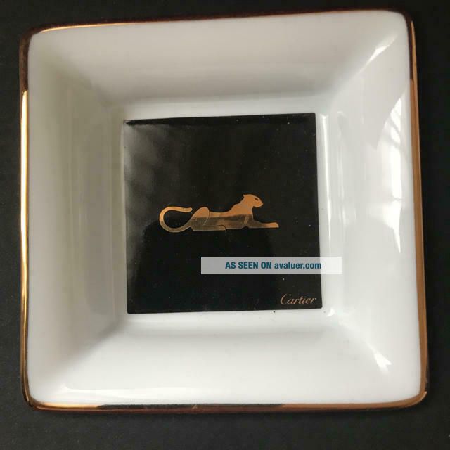 Cartier Porcelain Tray Plate Panther Animal 2 Set Ornament Auth Rare ...