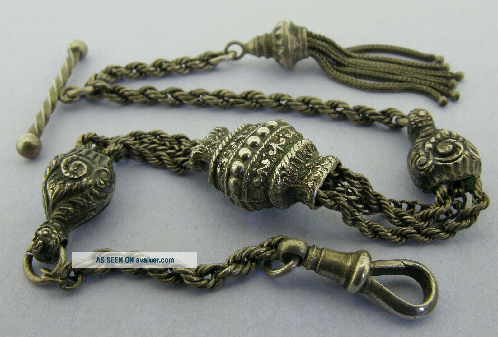 Victorian Antique Silver Albertina Watch Chain Or Bracelet W Tassel ...