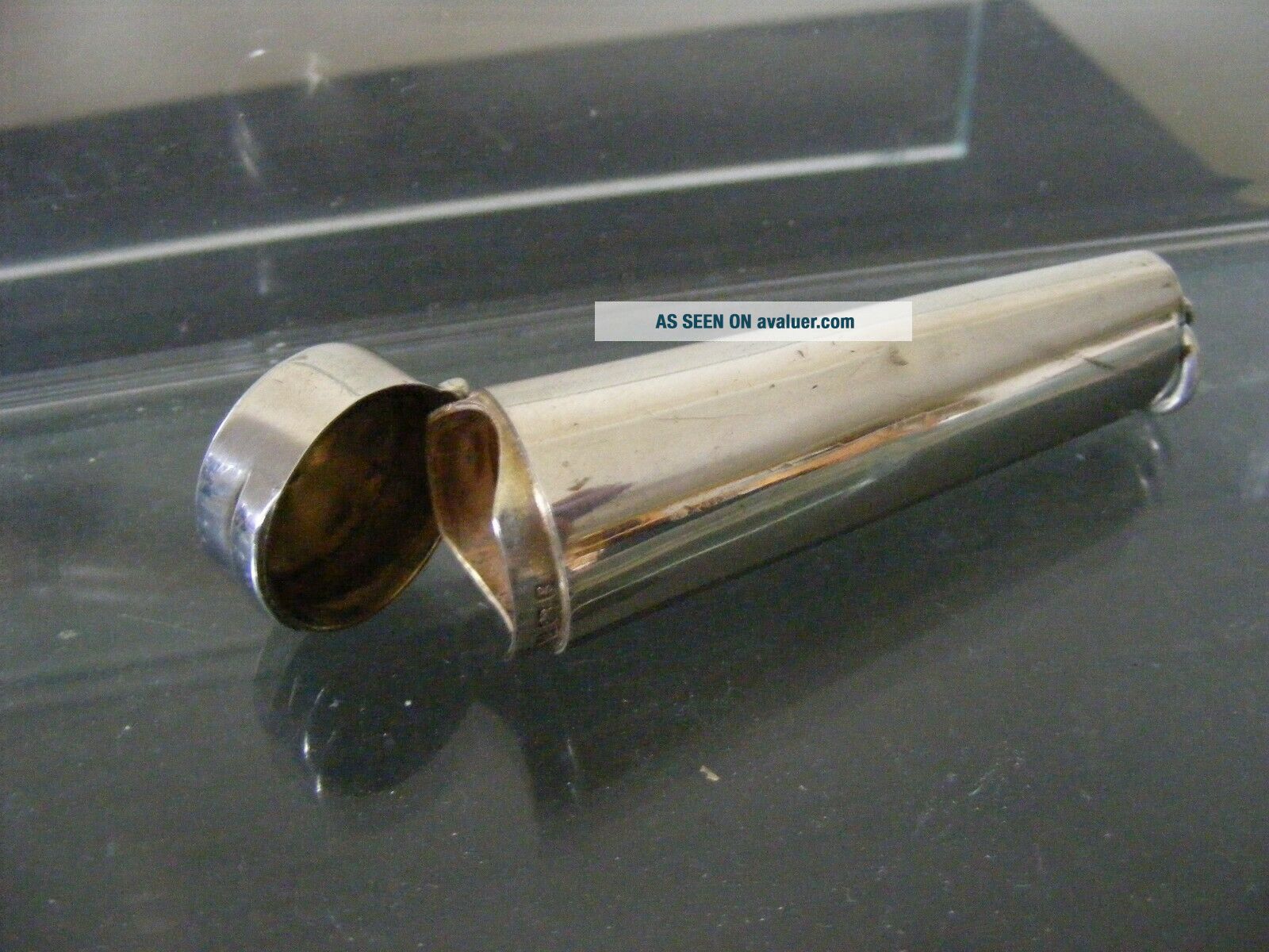 ANTIQUE 15CT GOLD RIM CIGAR HOLDER WITH SOLID SILVER CASE HALLMARKED ...