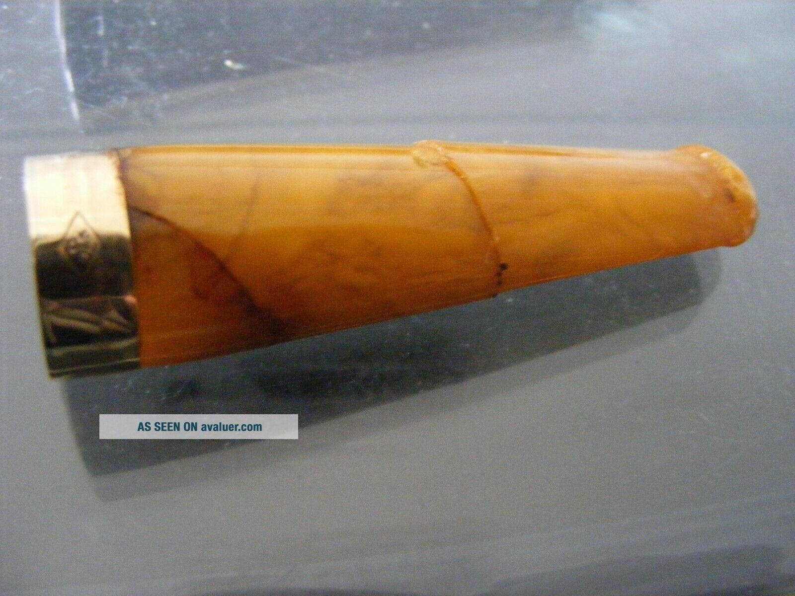 ANTIQUE 15CT GOLD RIM CIGAR HOLDER WITH SOLID SILVER CASE HALLMARKED ...