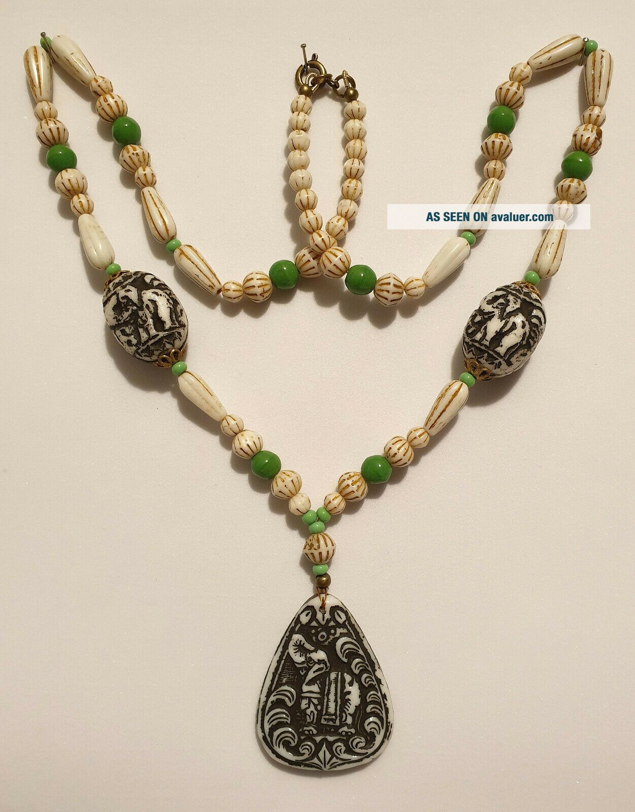 Vintage Czech Art Deco Max Neiger Chunky Glass Elephant Bead Necklace ...