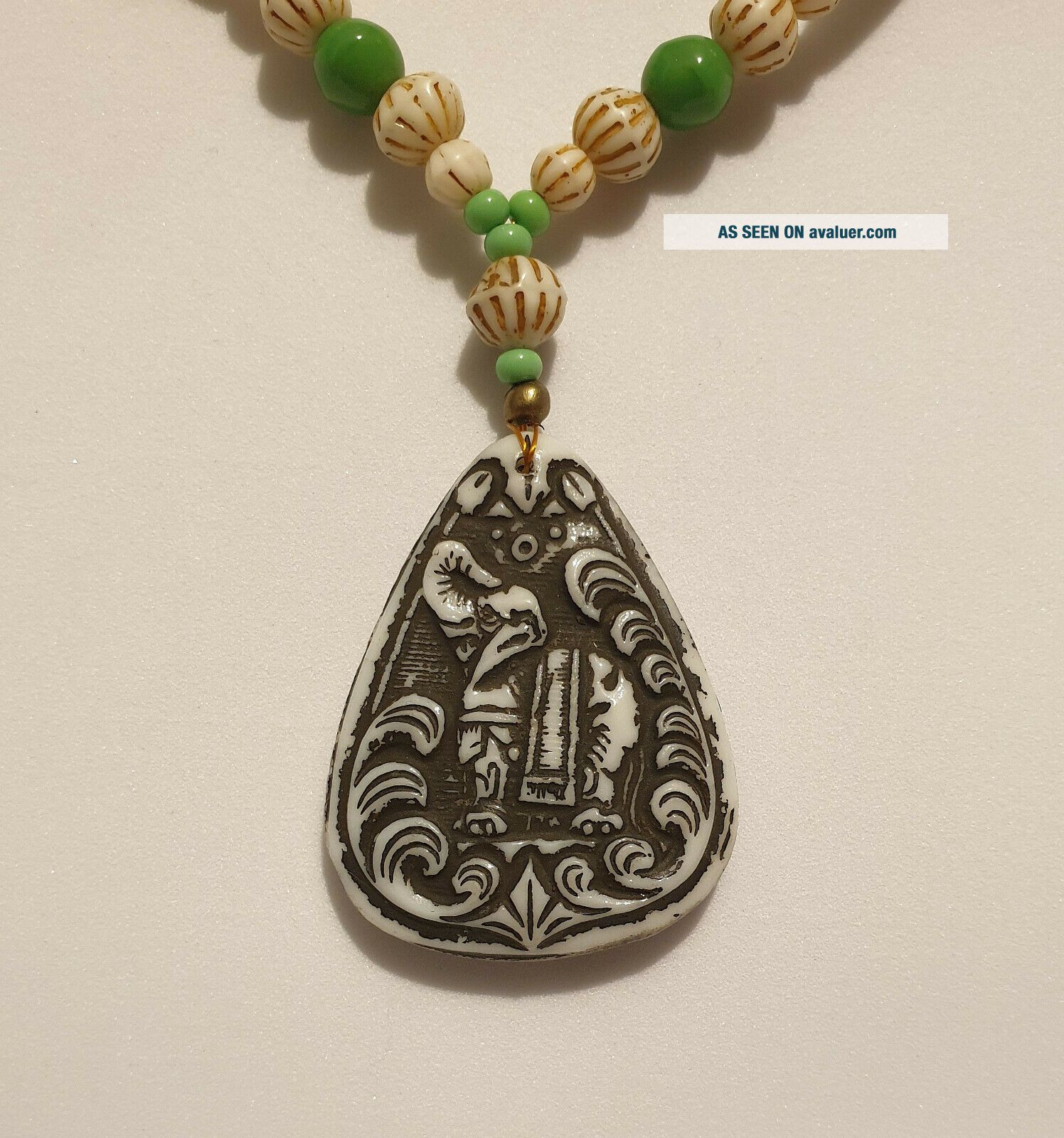 Vintage Czech Art Deco Max Neiger Chunky Glass Elephant Bead Necklace ...