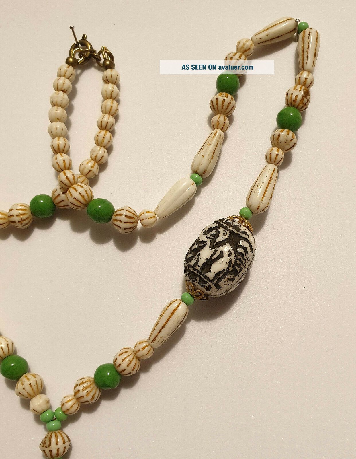 Vintage Czech Art Deco Max Neiger Chunky Glass Elephant Bead Necklace ...