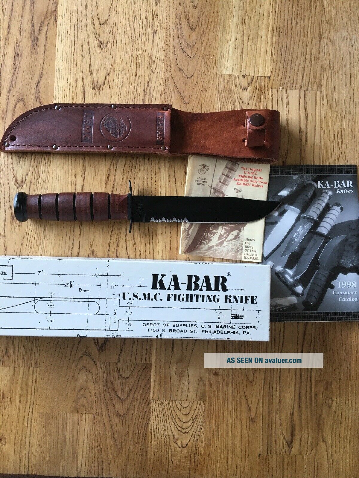 1998 Vintage KA - BAR US Marine Corps Fighting Knife Partially Serrated ...