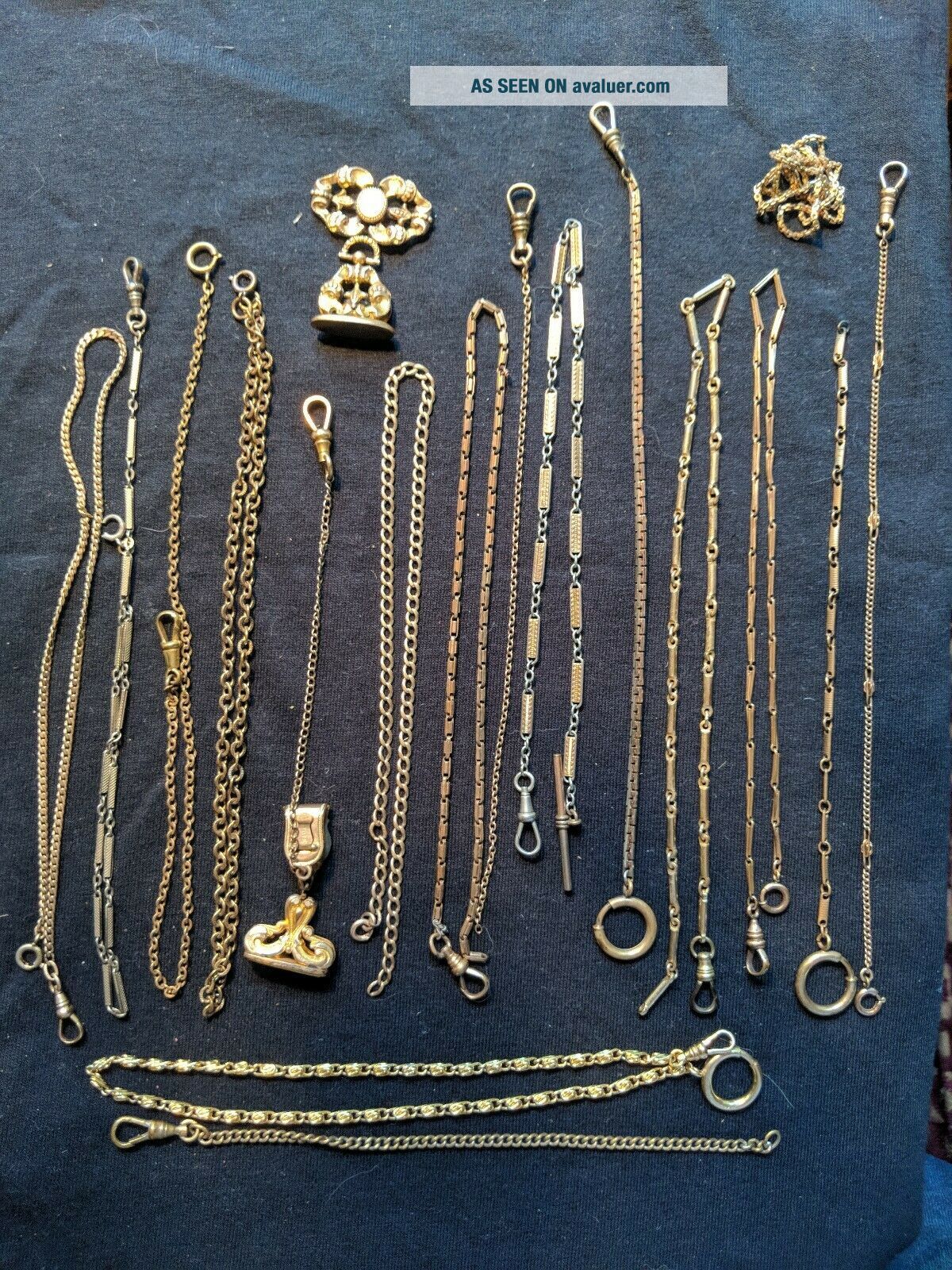 14 Vintage Gold Watch Chains And Gold Watch Fobs | #1087386