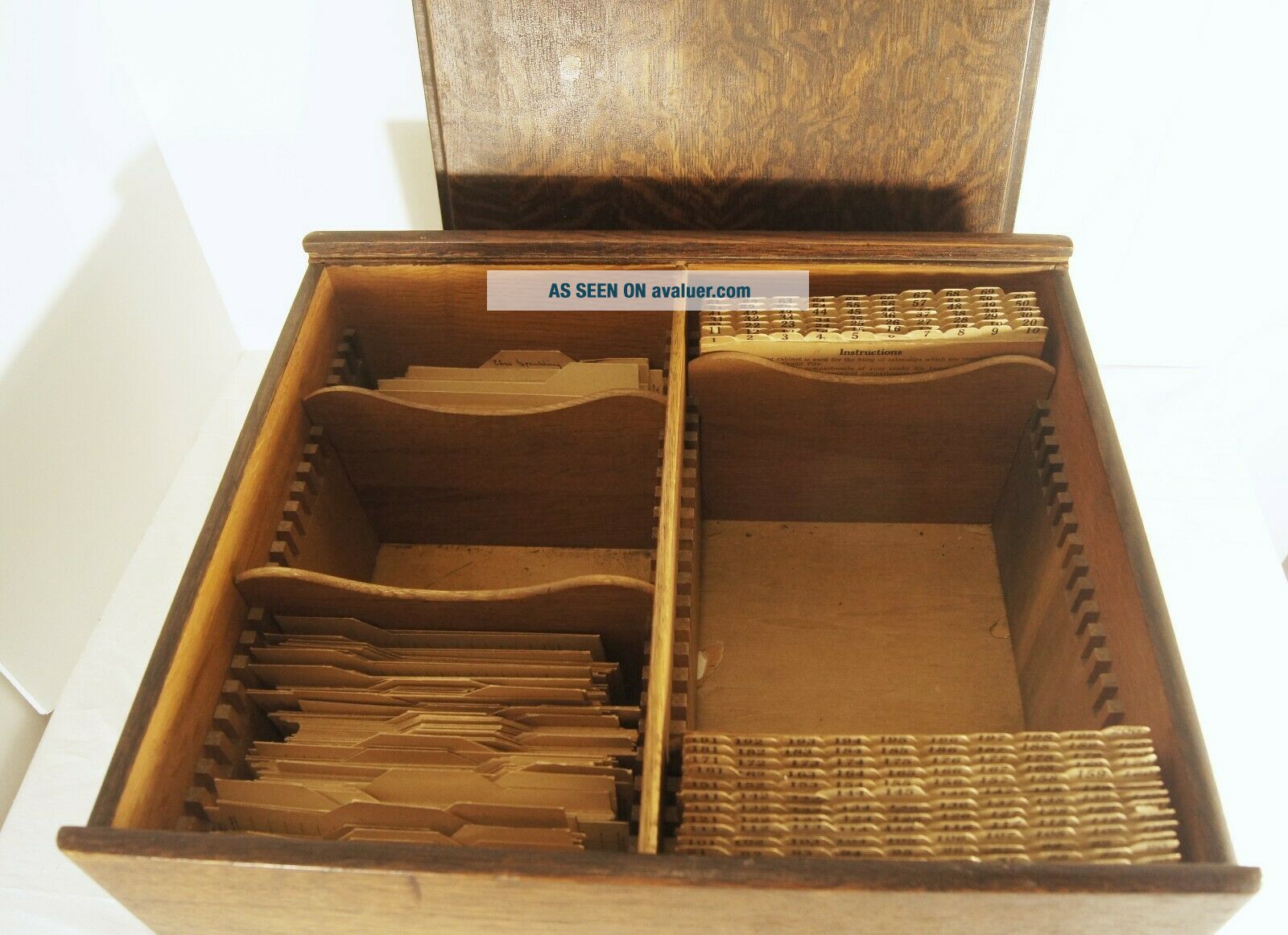 Vintage NCR Oak Wood Receipt Credit File Box Dividers Instructions ...