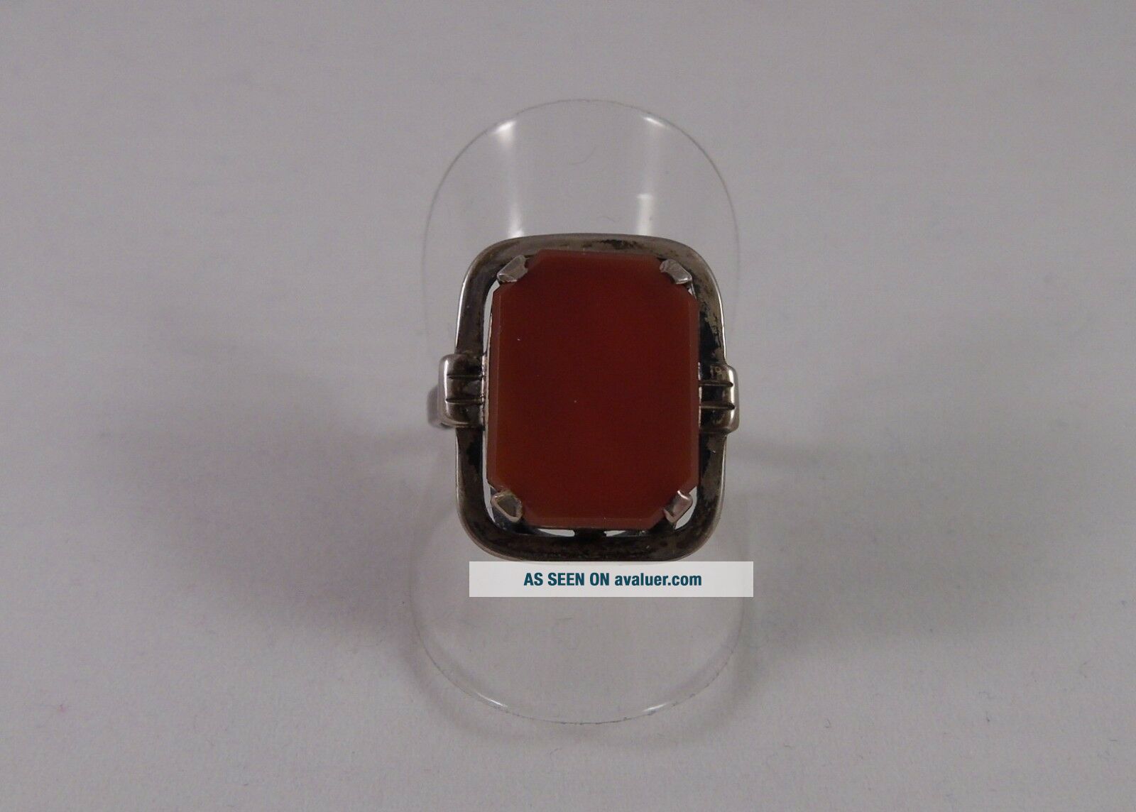 1930s Art Deco 835 Silver Carnelian Ring | #1119575
