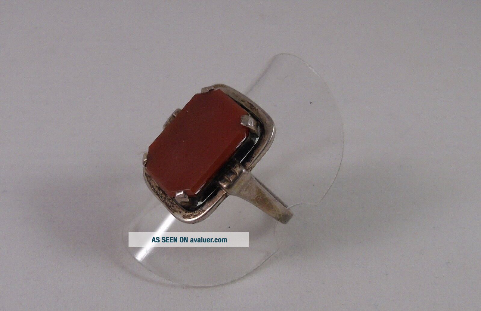 1930s Art Deco 835 Silver Carnelian Ring | #1119575