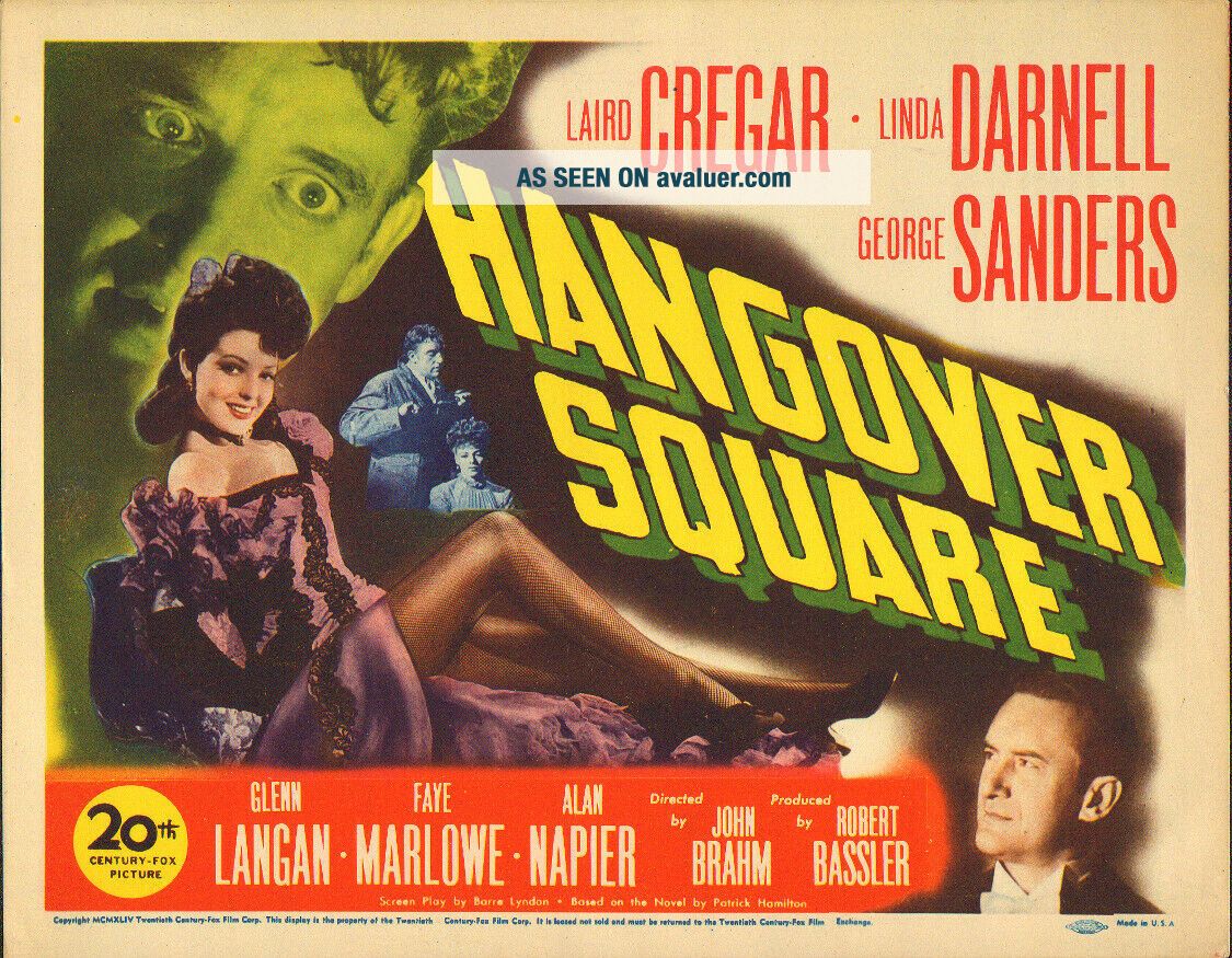 LINDA DARNELL LAIRD CREGAR Vintage 1944 HANGOVER SQUARE FOX TITLE CARD ...