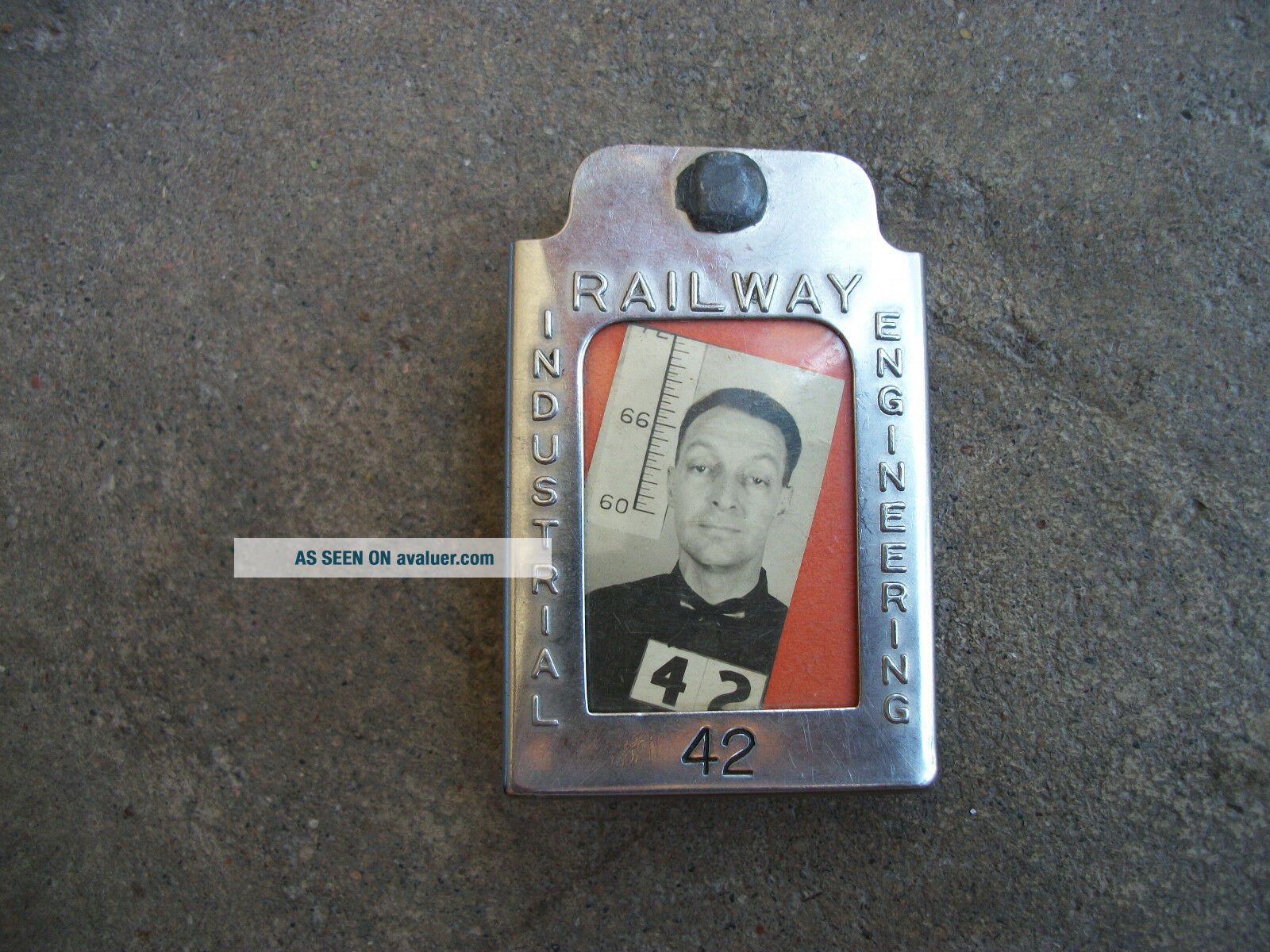Vintage Industrial Railway Engineering Railroad Employee Photo ID Badge ...