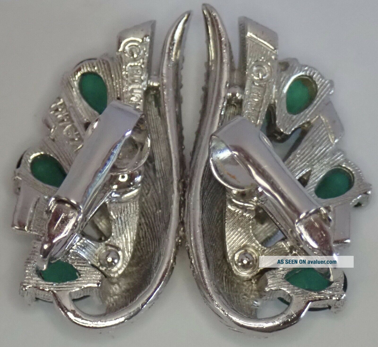 VINTAGE MARCEL BOUCHER RHODIUM PLATE EMERALD CRYSTAL RHINESTONE ...