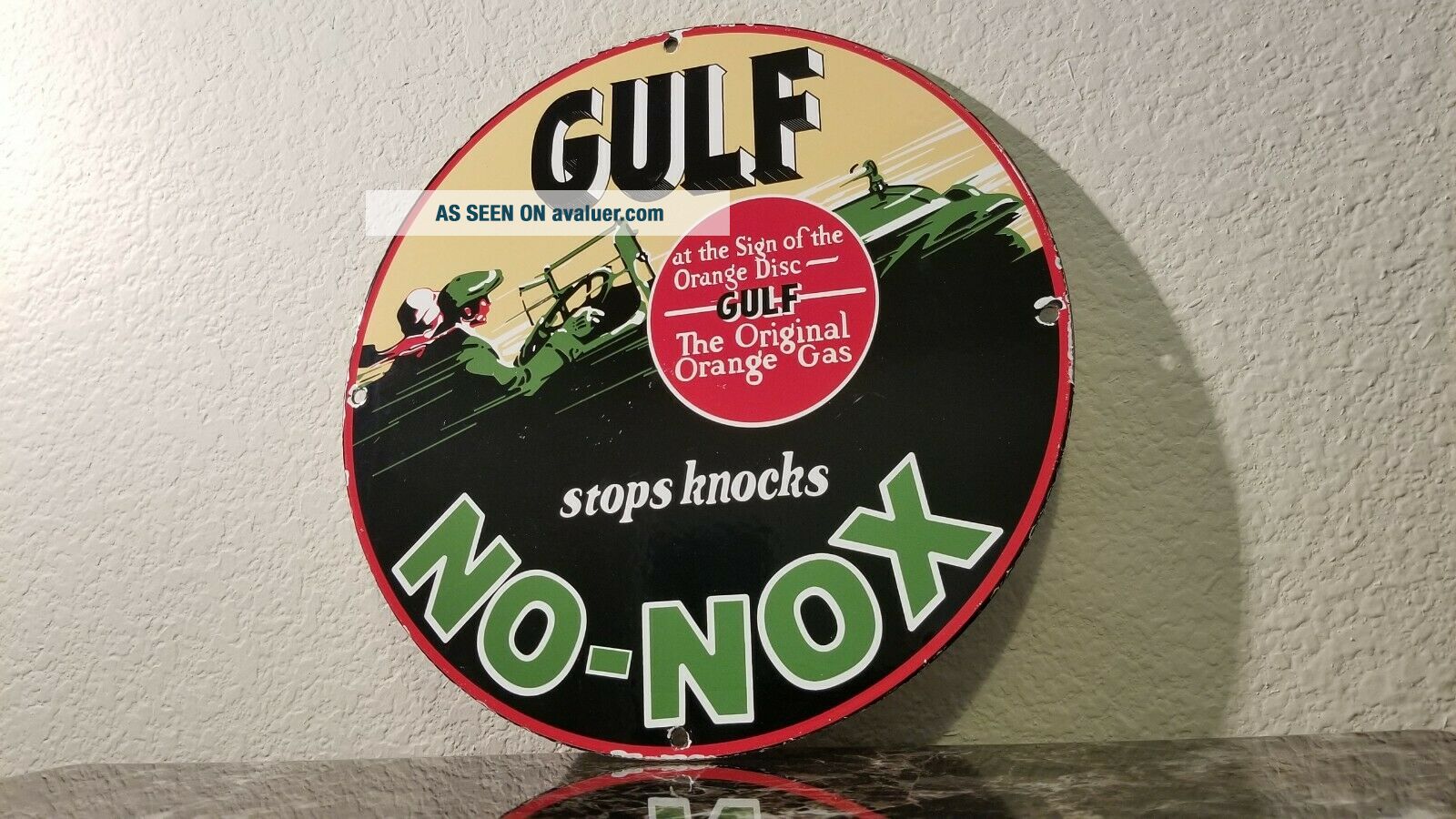VINTAGE GULF GASOLINE PORCELAIN GAS AUTO OIL SERVICE STATION PUMP PLATE ...