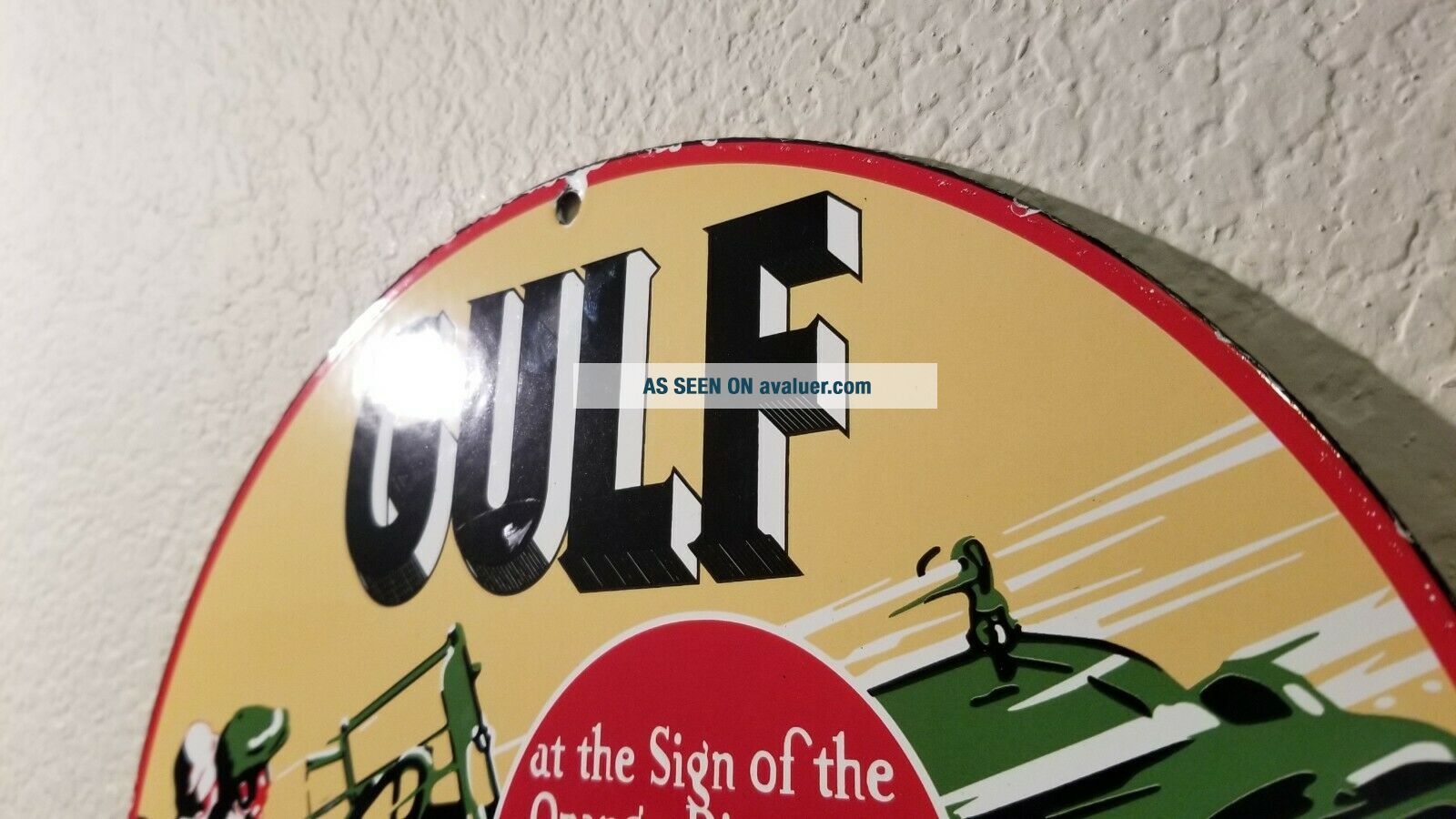 VINTAGE GULF GASOLINE PORCELAIN GAS AUTO OIL SERVICE STATION PUMP PLATE ...