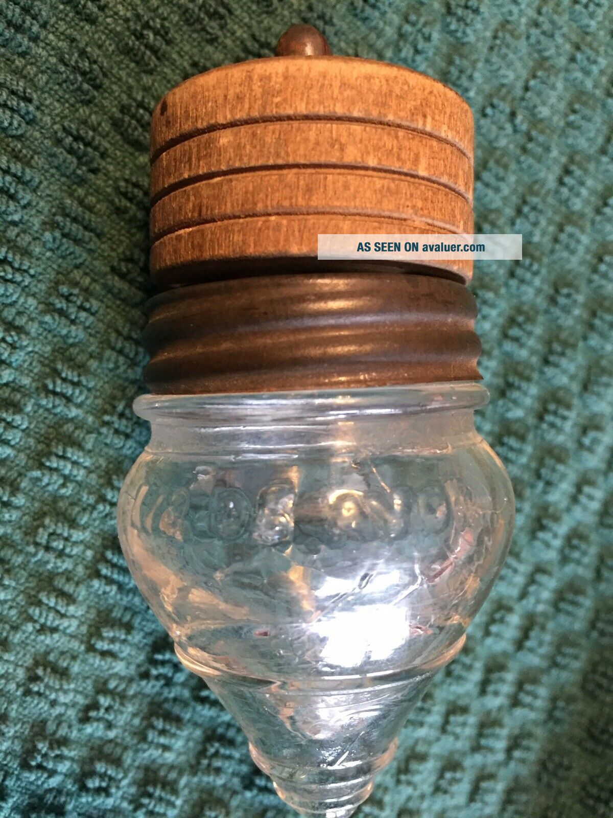 Vintage Avor Glass Candy Container Spinning Top Made In USA | #1139161