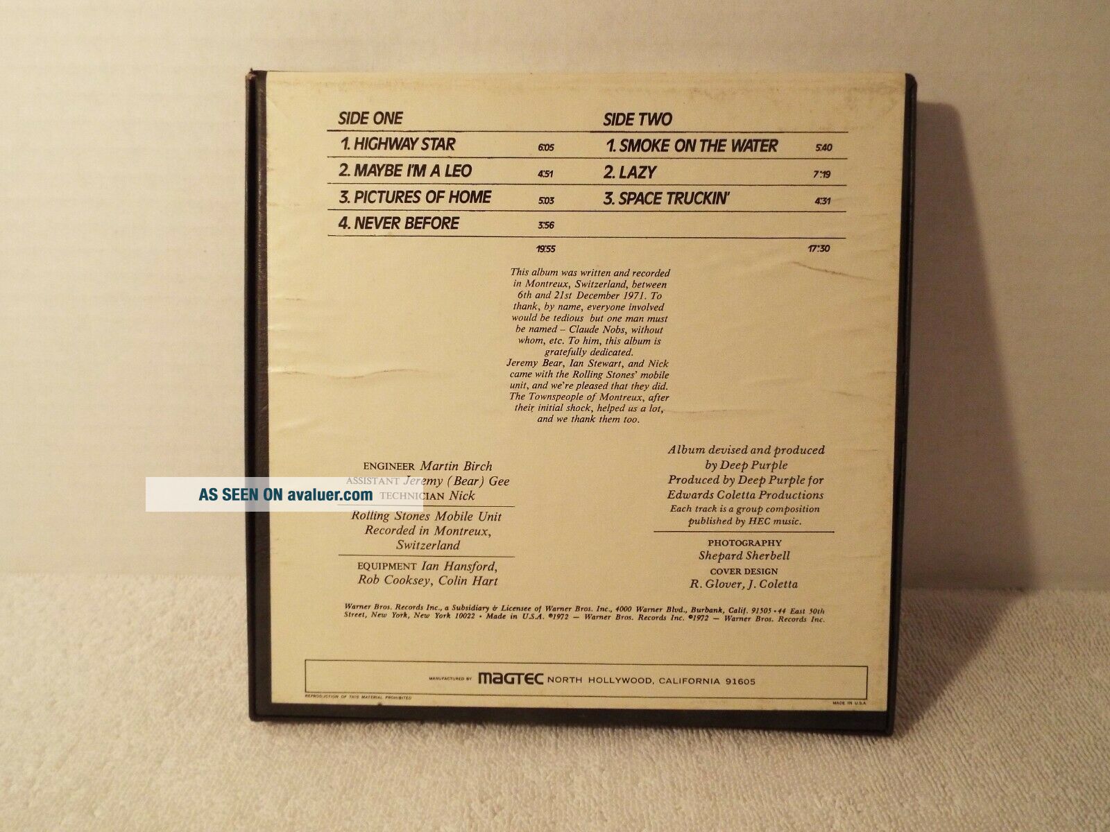 Deep Purple Machine Head Reel To Reel Tape (Rare) 1972 | #1143564