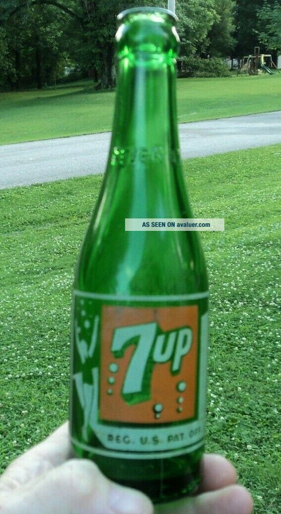 Very Early Rare Vintage Green 7 UP Soda Bottle W/ 8 Bubbles Mt. Carmel ...