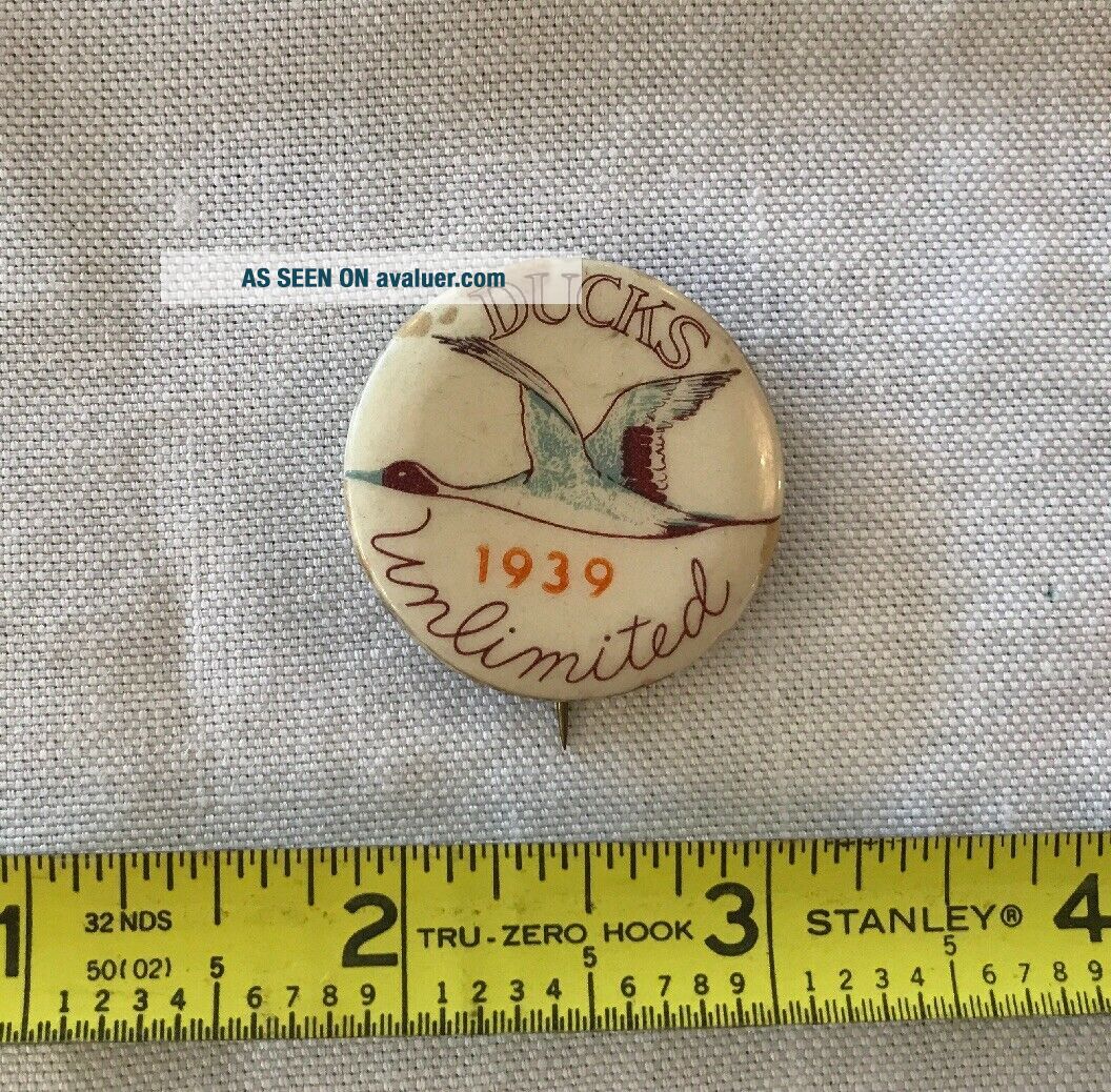 1939 Ducks Unlimited DU Advertising Pin Back Button Vintage Collectible ...
