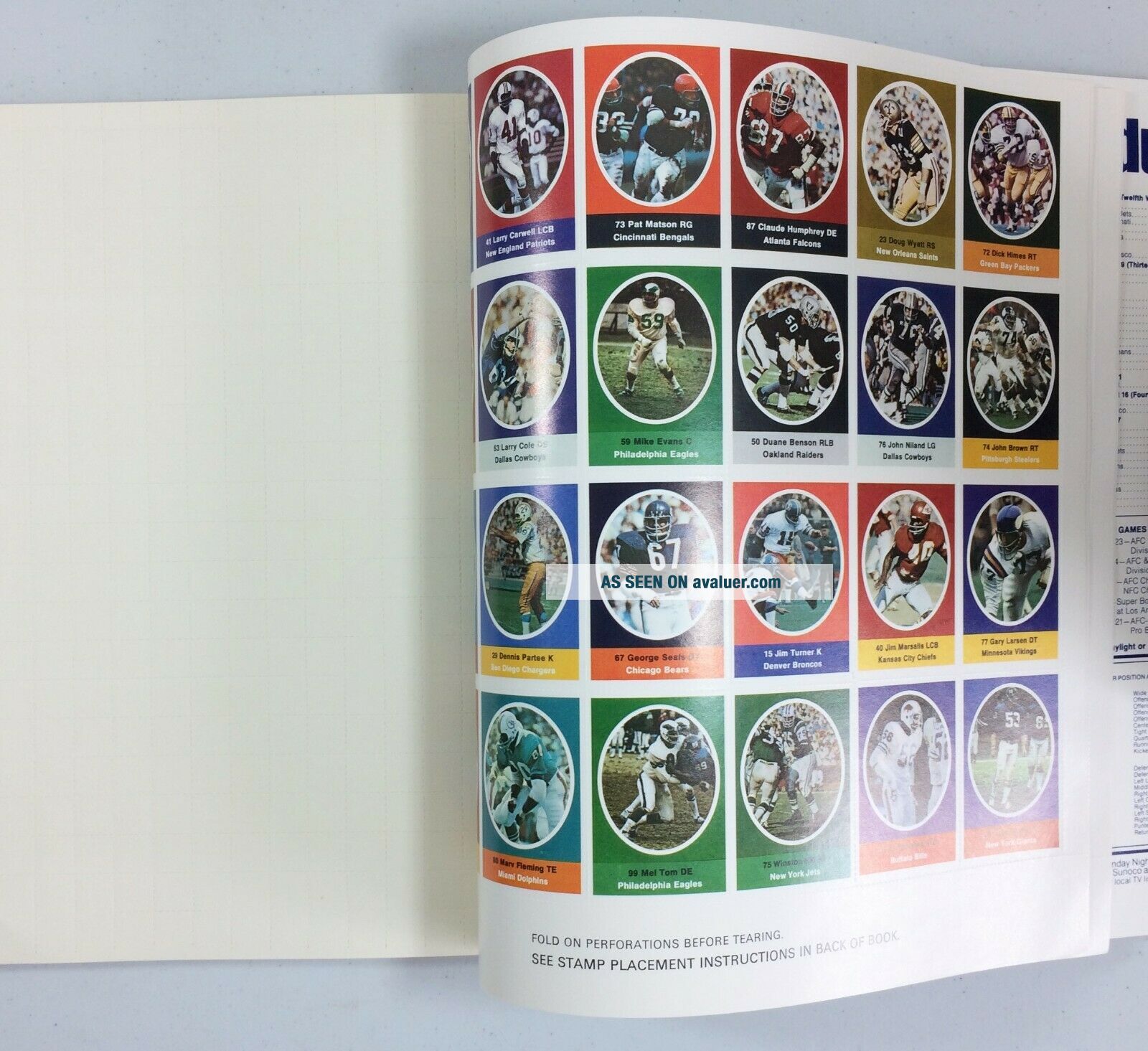 Vtg 1972 NFL Action Football Sunco Gas 144 Sticker Stamp Book Booklet ...