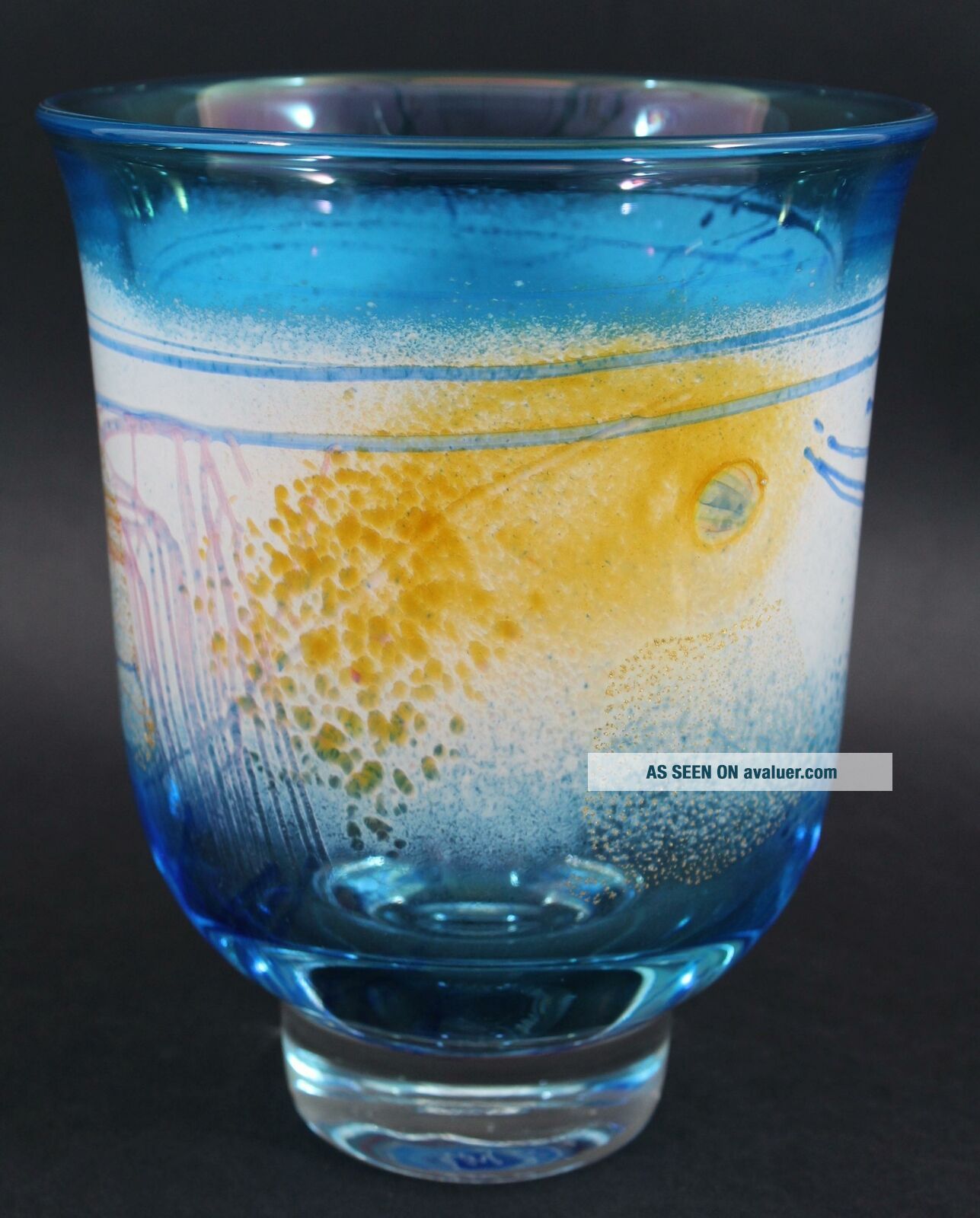 Authentic Vintage Earl O. James Hand Blown American Art Glass Vase Gold ...