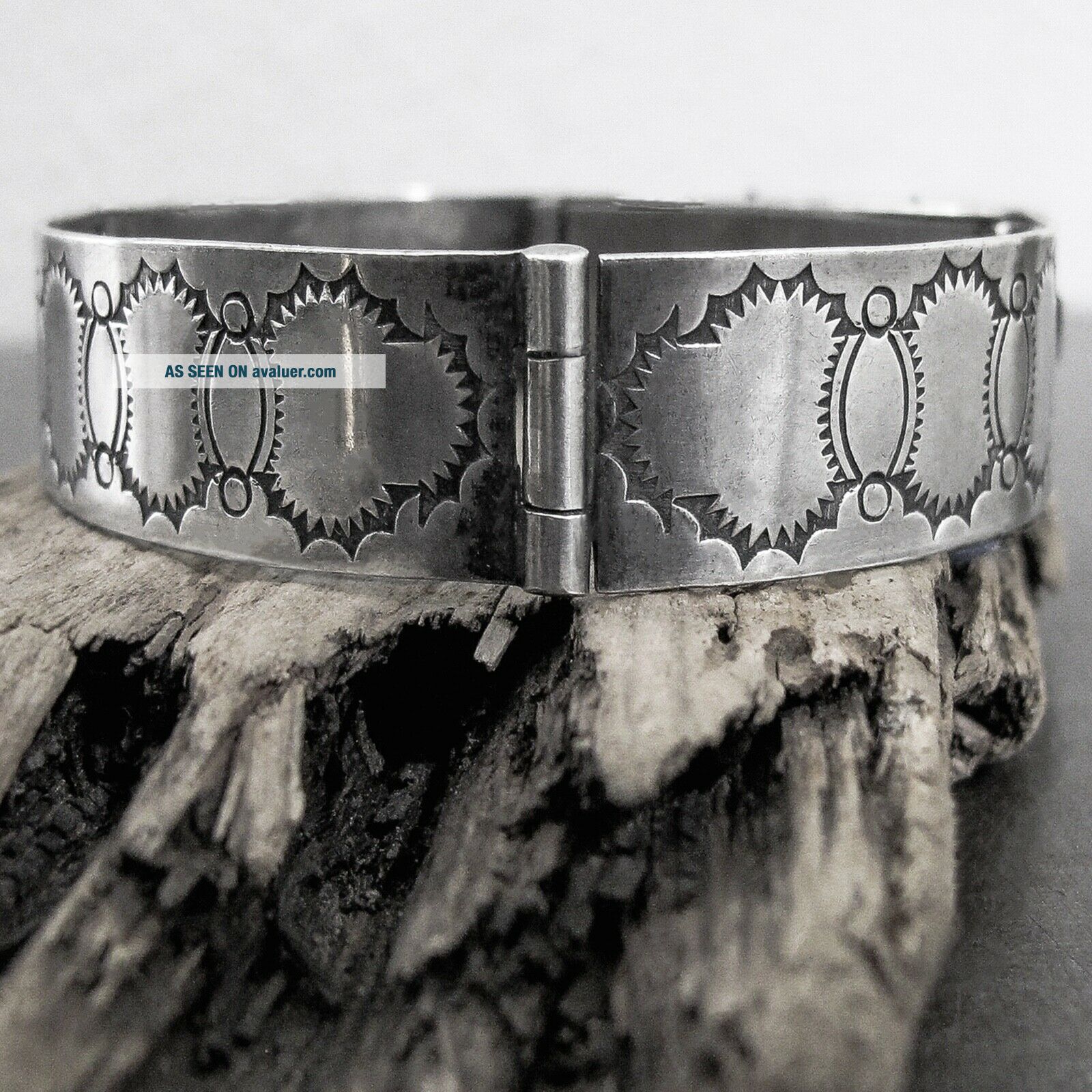 Vtg Old Pawn Hand Stamped Tooled Pattern Sterling Silver Link Panel ...