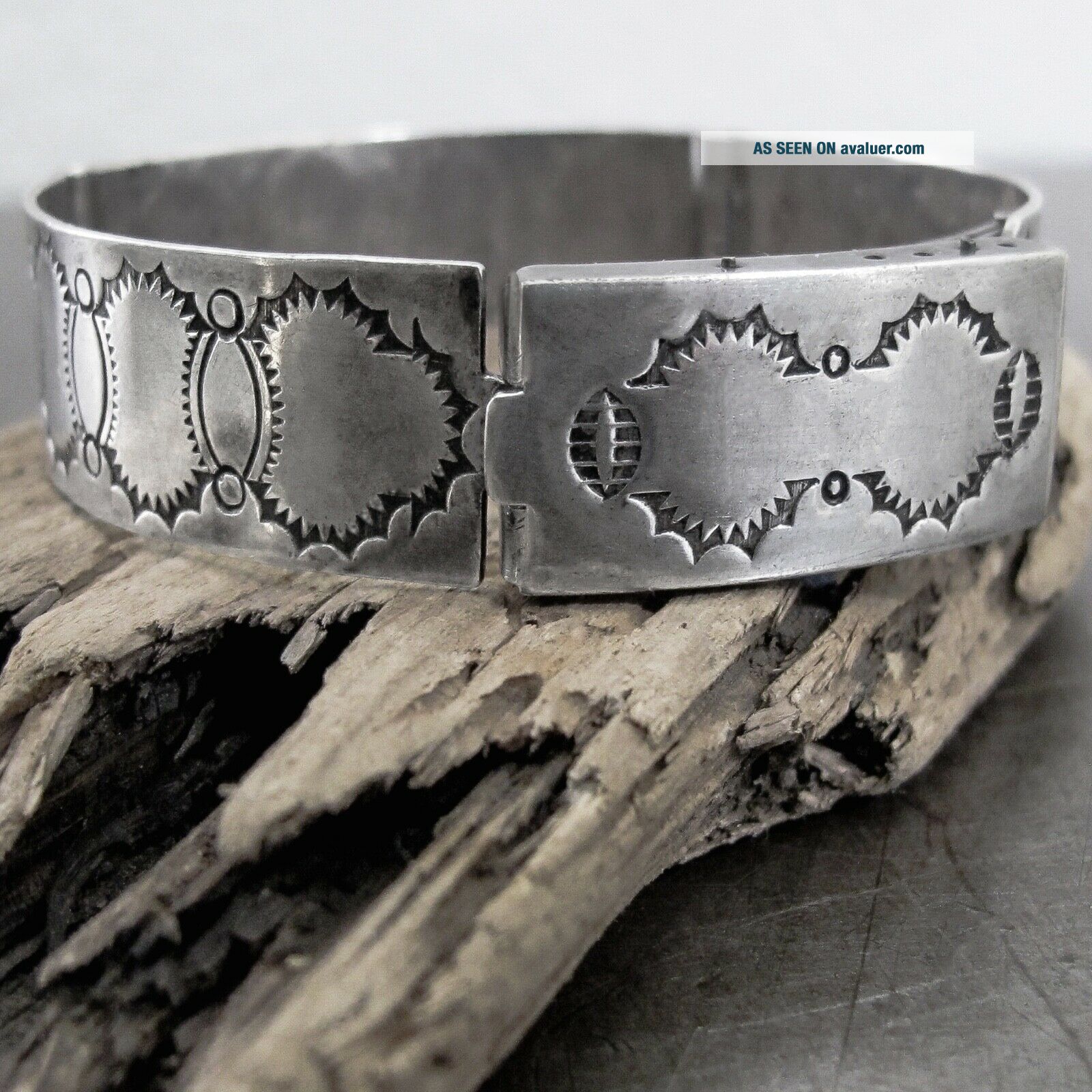 Vtg Old Pawn Hand Stamped Tooled Pattern Sterling Silver Link Panel ...