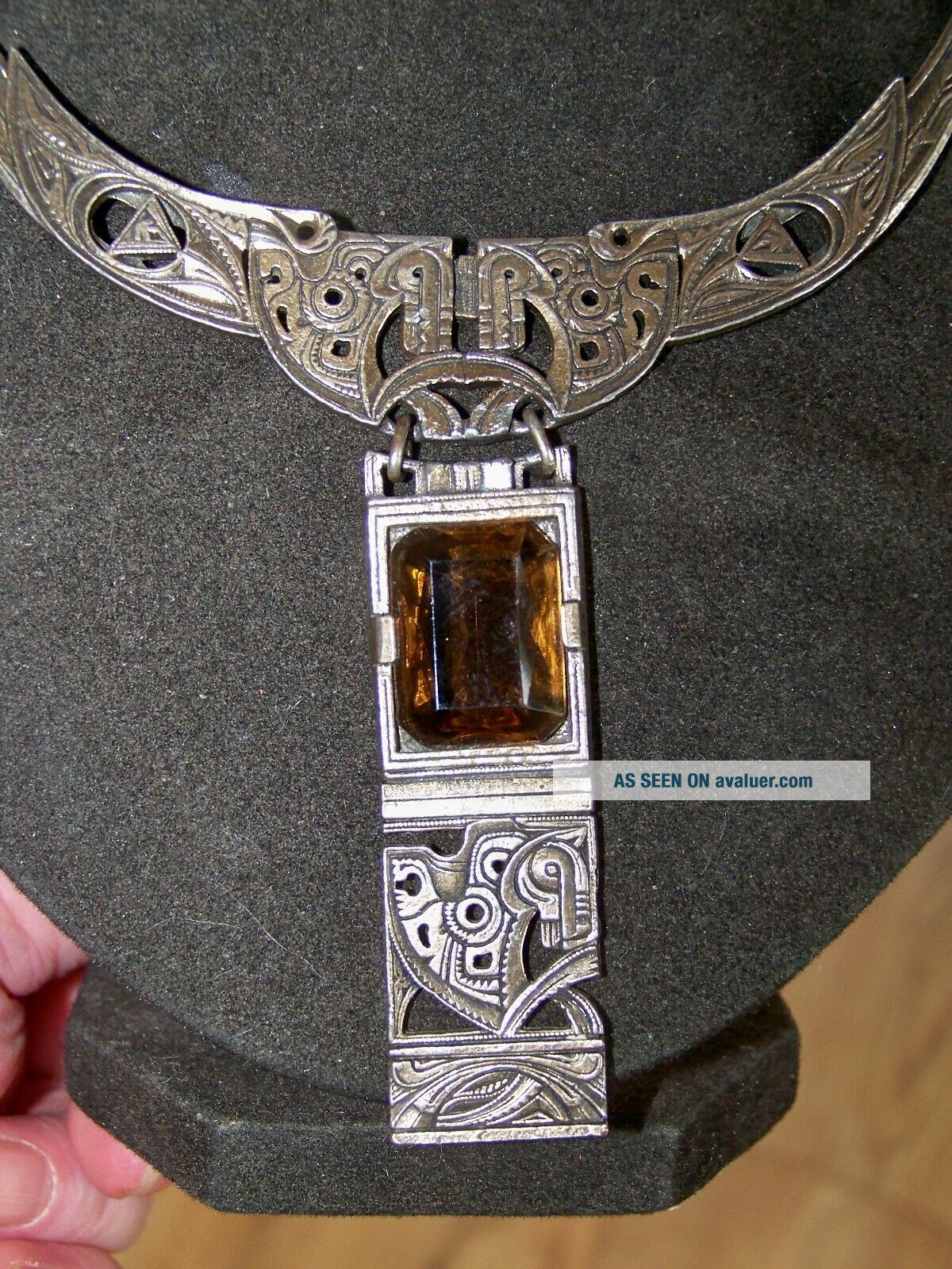 VINTAGE SIGNED MIRACLE JEWELLERY SCOTTISH CELTIC BOOK OF KELLS AMBER ...