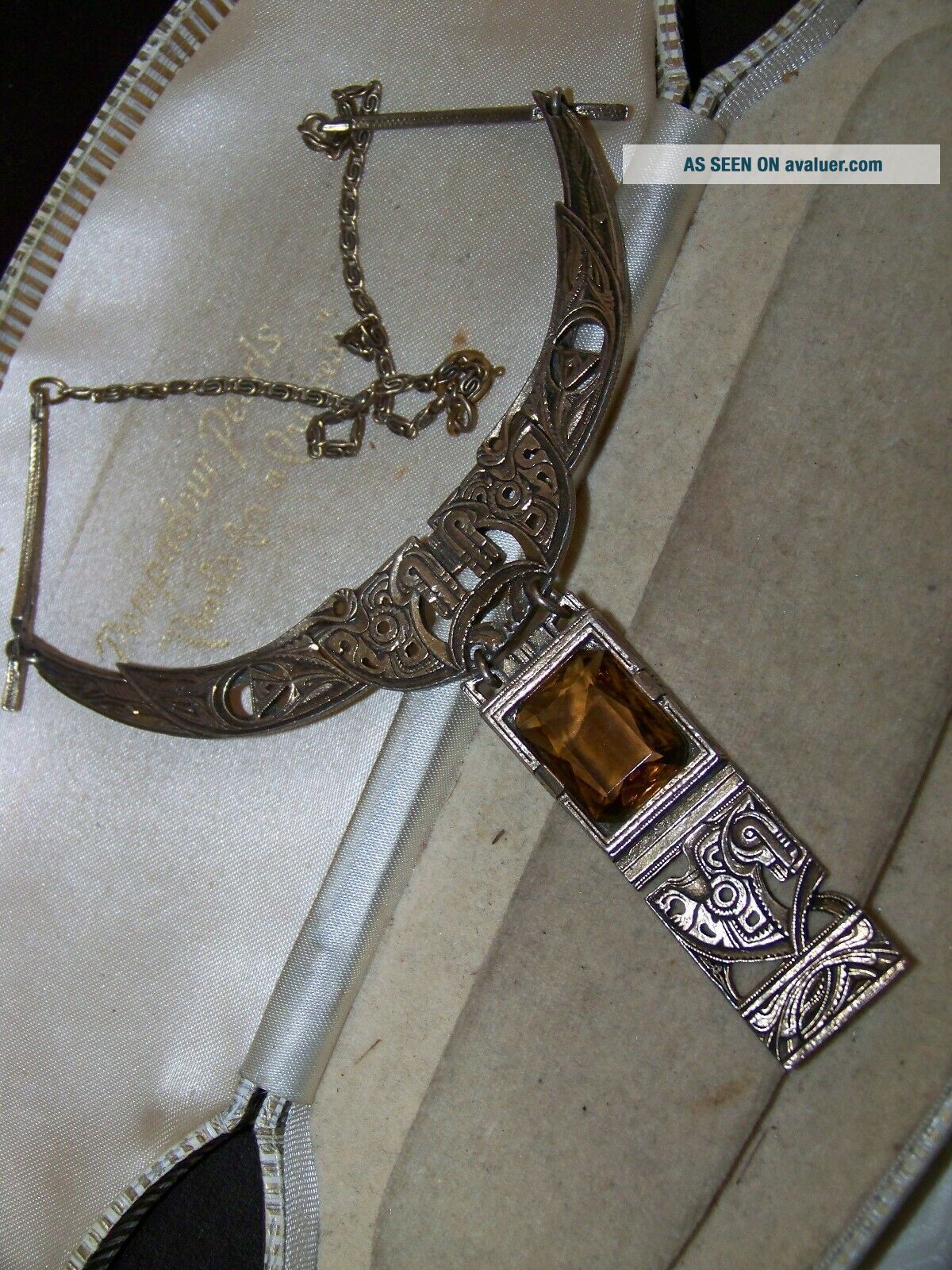 VINTAGE SIGNED MIRACLE JEWELLERY SCOTTISH CELTIC BOOK OF KELLS AMBER ...