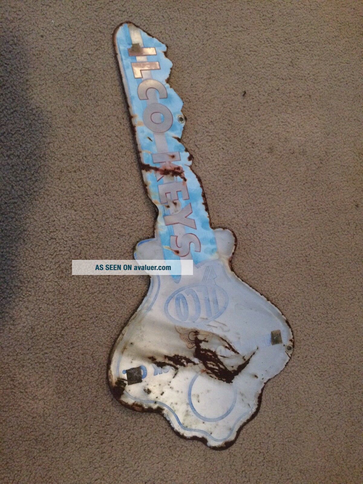Vintage Metal Sign Double Sided Key Company Old Store Advertising ...