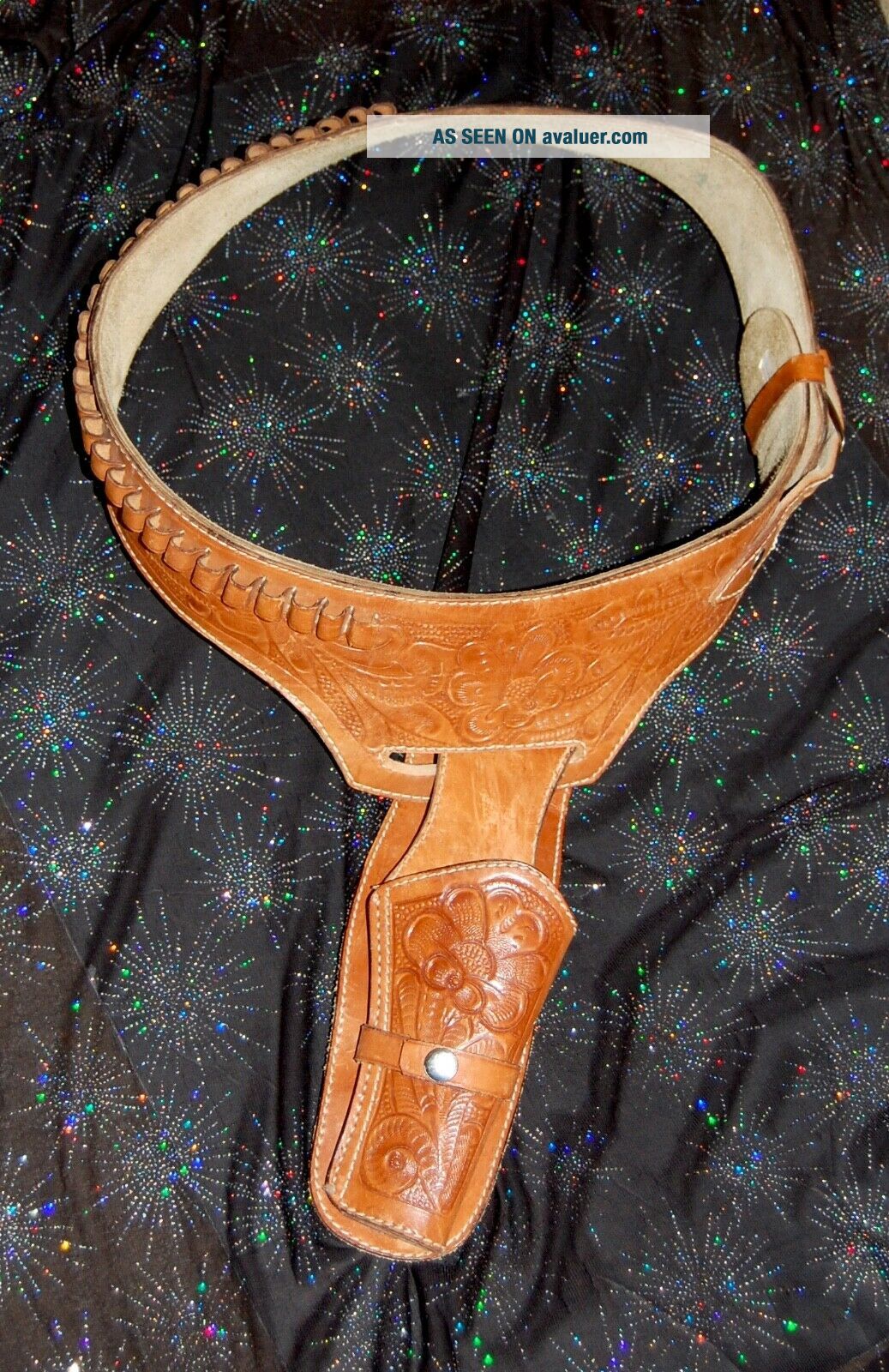 VINTAGE LEATHER GUN HOLSTER TOOLED LEATHER COWBOY GUN HOLSTER ECLECTIC ...