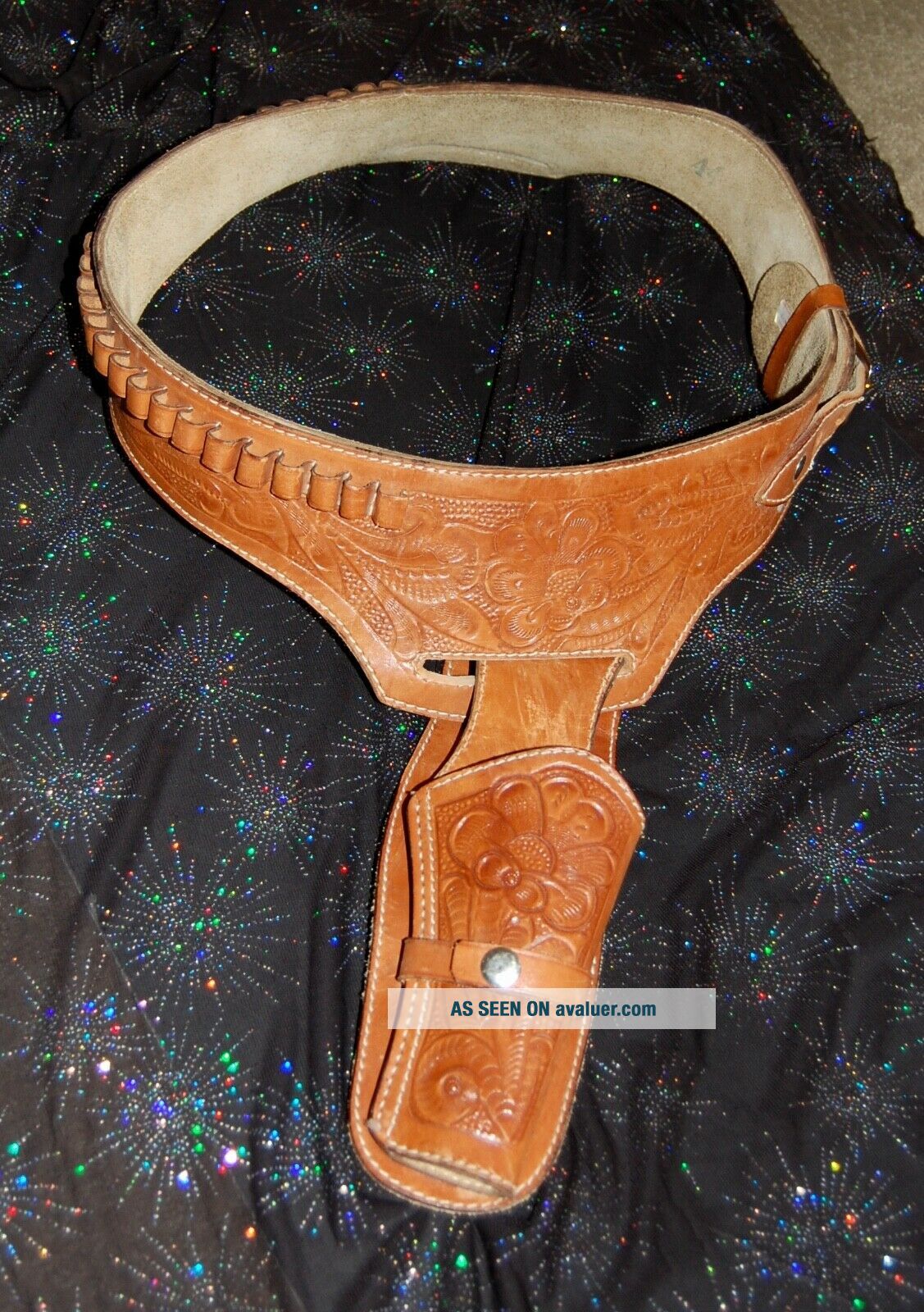 VINTAGE LEATHER GUN HOLSTER TOOLED LEATHER COWBOY GUN HOLSTER ECLECTIC ...