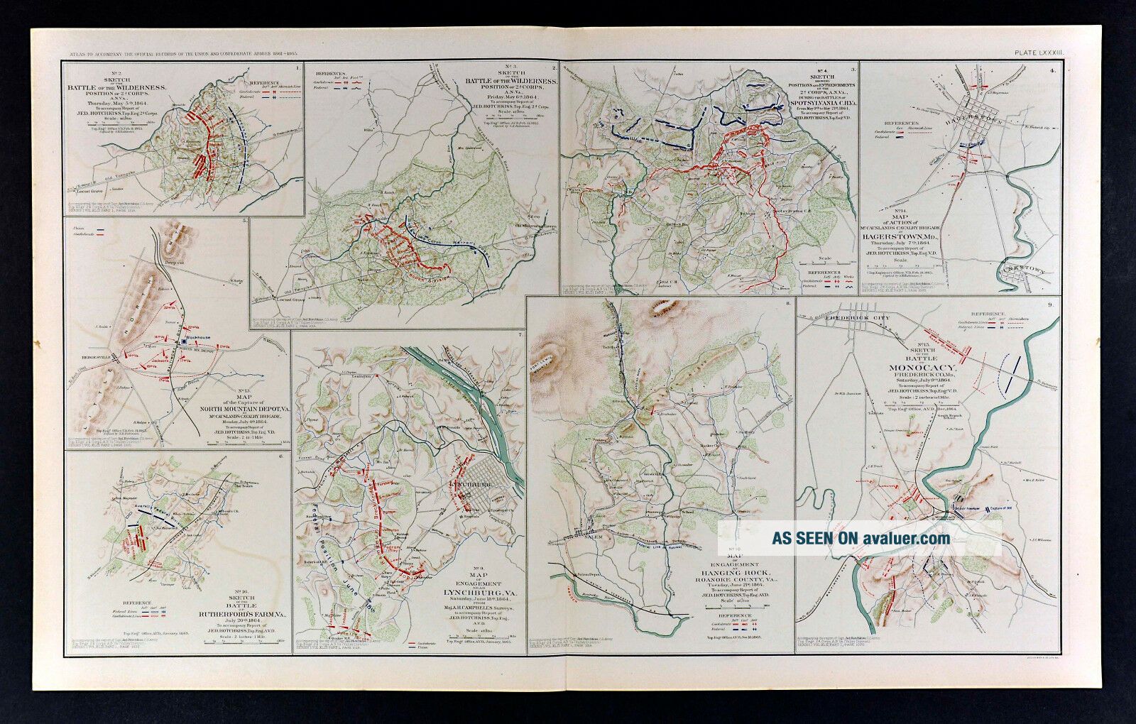 Civil War Map Lynchburg Monocacy Spotsylvania Hagerstown Wilderness ...