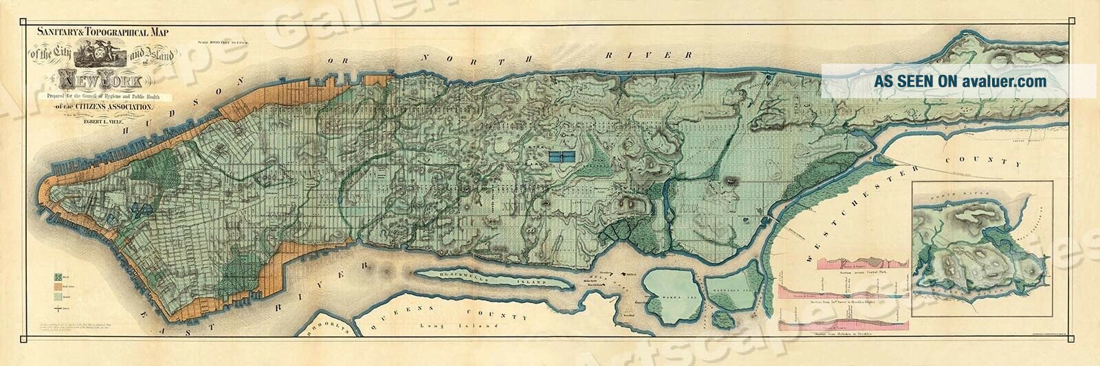 Historic Map Of York City 1865 - 16x48 | #1233407