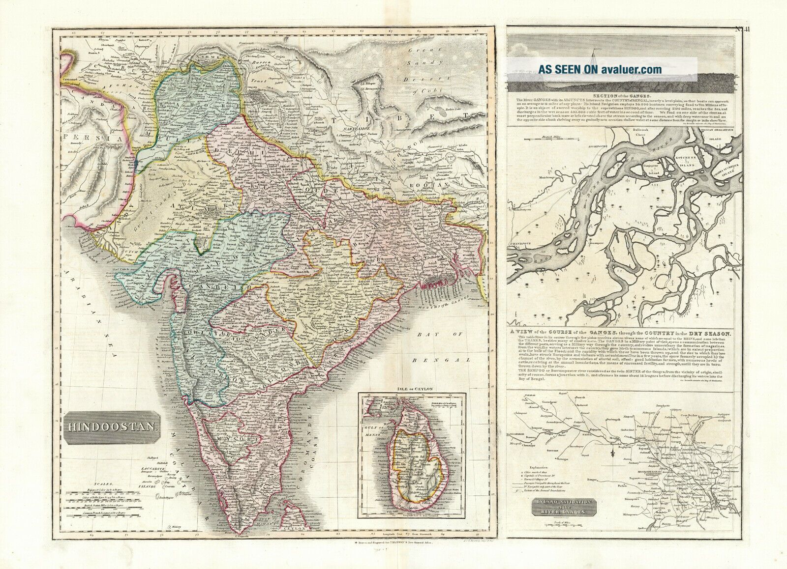 1828Thomson Map Of Hindoostan With Views - Engraving | #1234256